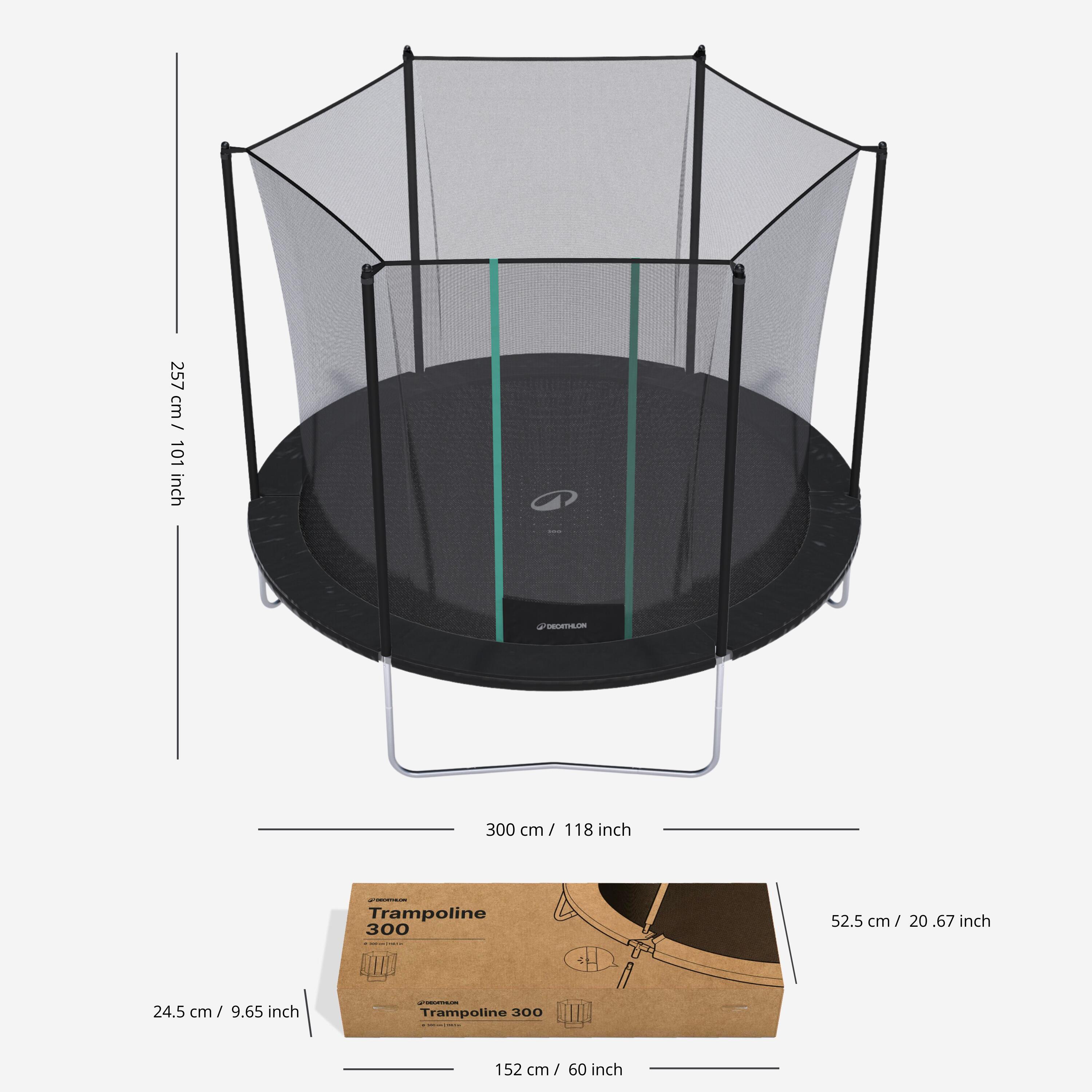 Trampoline 300 with Netting - Tool-Free Design - Decathlon