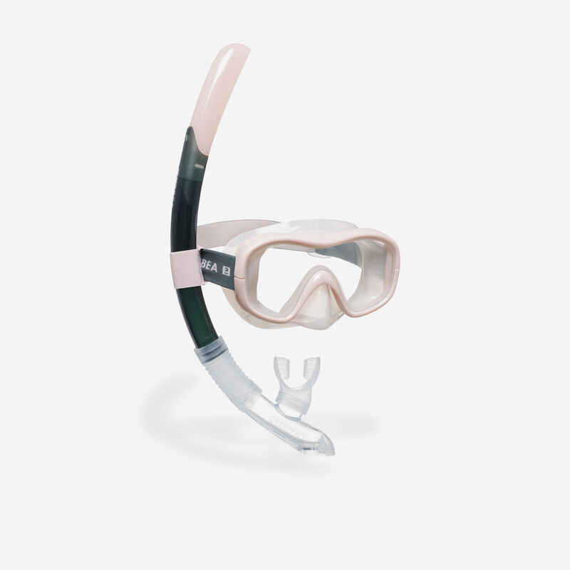 Adult Diving Snorkelling Kit - Mask and Snorkel 100 Pink Grey - Decathlon