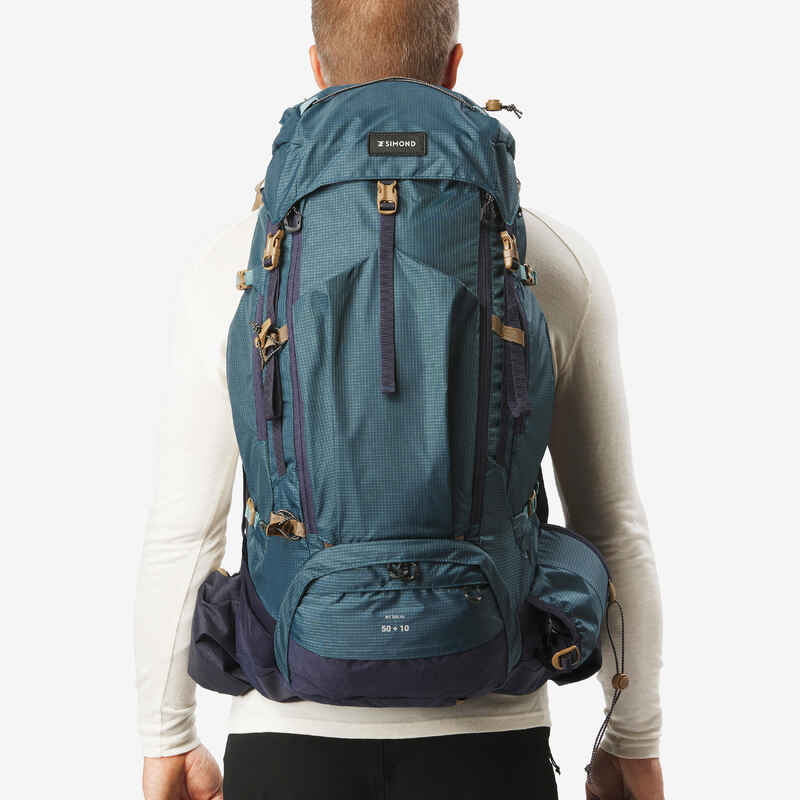 Morral de 50 + 10 litros de trekking para Hombre Forclaz Air MT 500 azul
