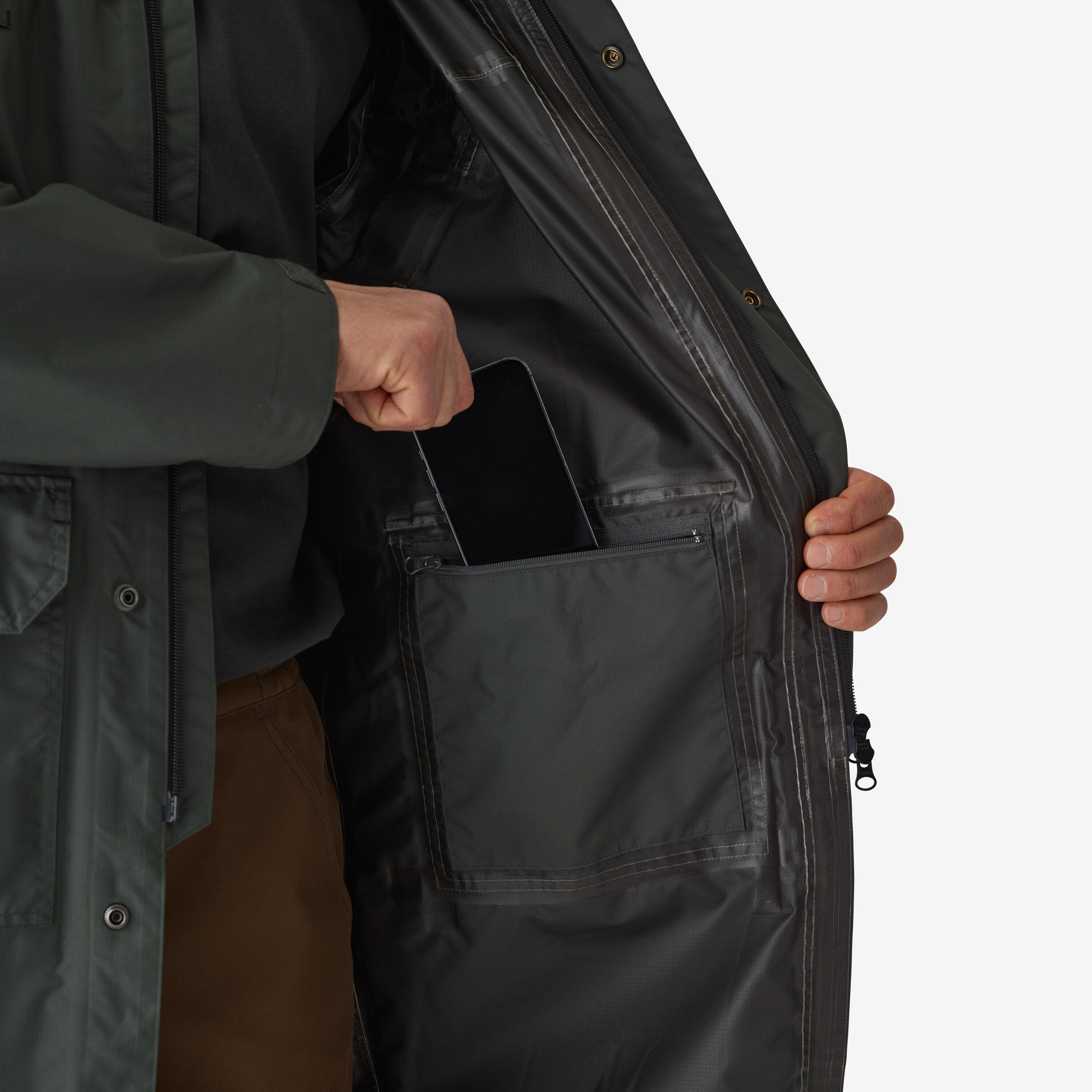 Long Hunting Coat - SG 500 Waterproof Green - Urban grey green ...