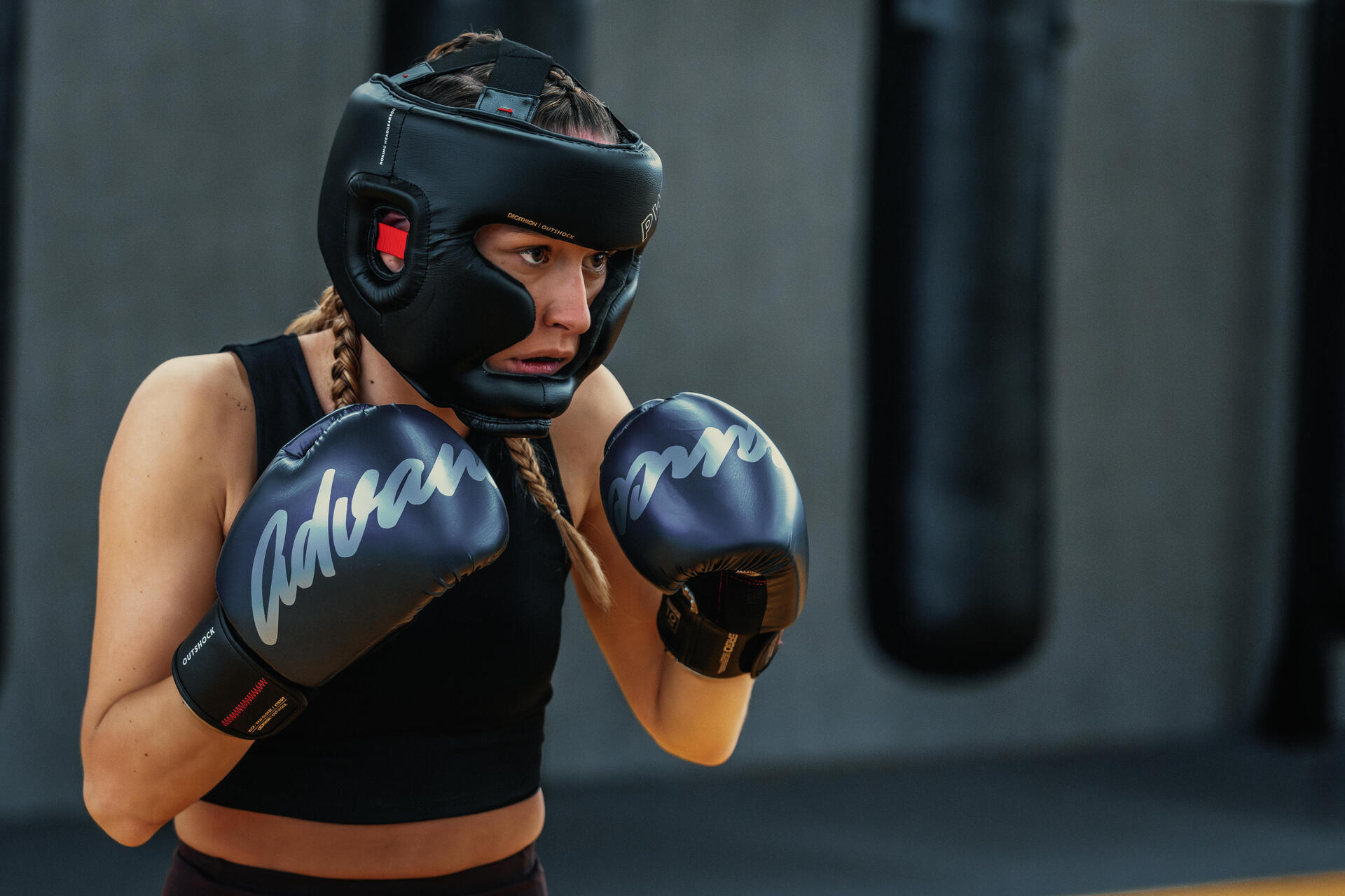 Adult Boxing Full Face Headguard 500 - Black