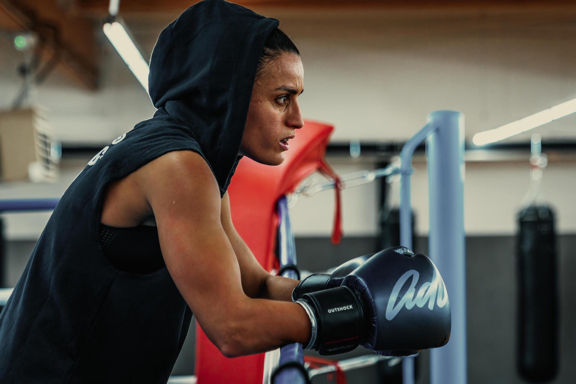 Boxing Hooded Tank Top - Black