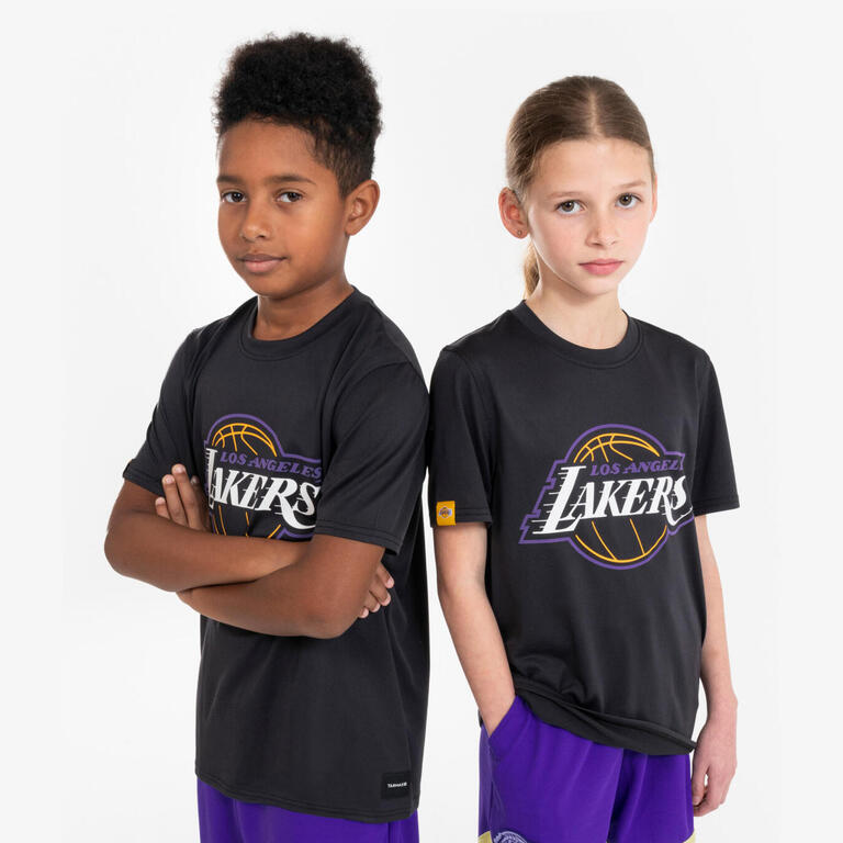 ДЕТСКА ТЕНИСКА ЗА БАСКЕТБОЛ TS 900 NBA LOS ANGELES LAKERS, ЧЕРНА - DECATHLON