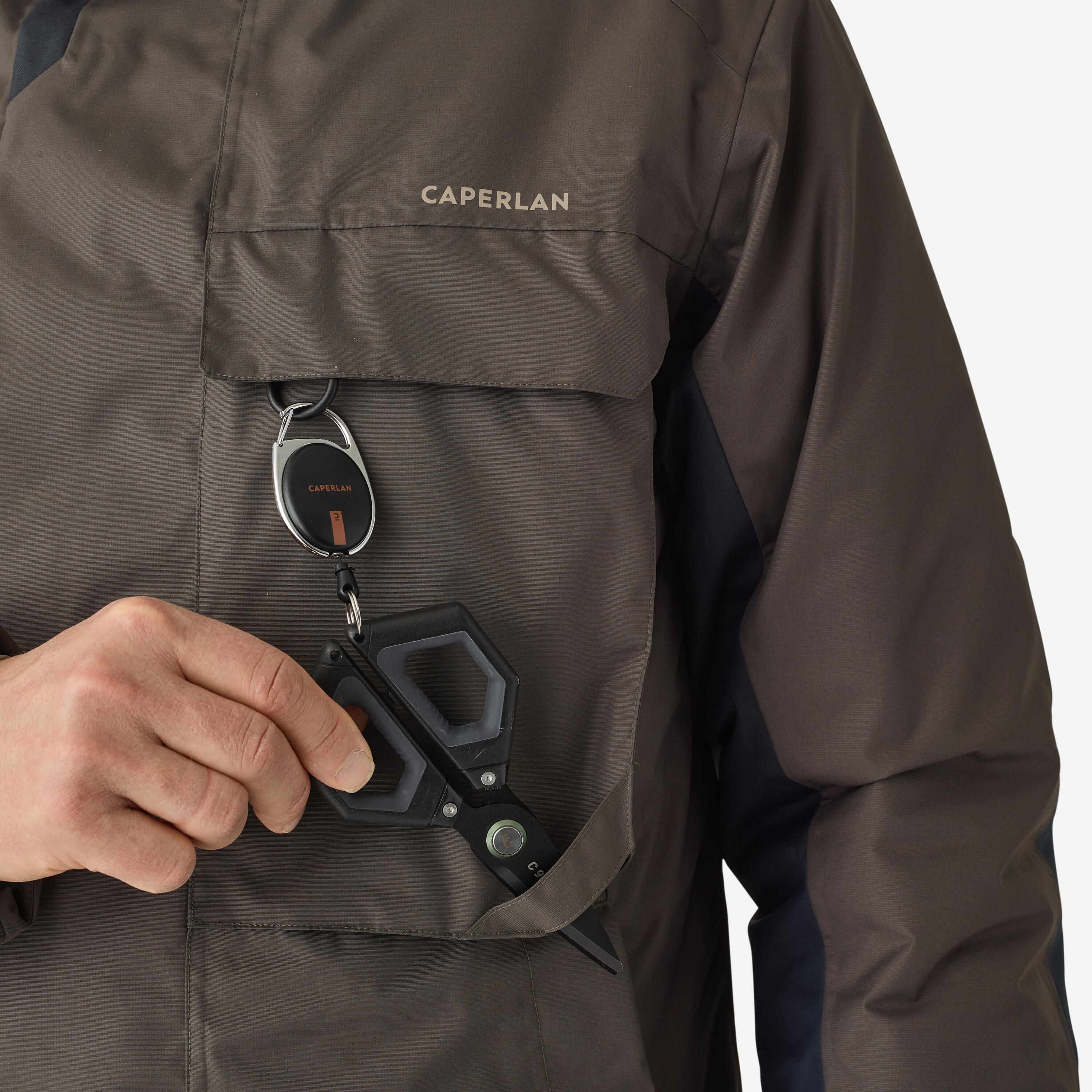 Men's warm waterproof fishing jacket - FJ 500 TH khaki - Decathlon