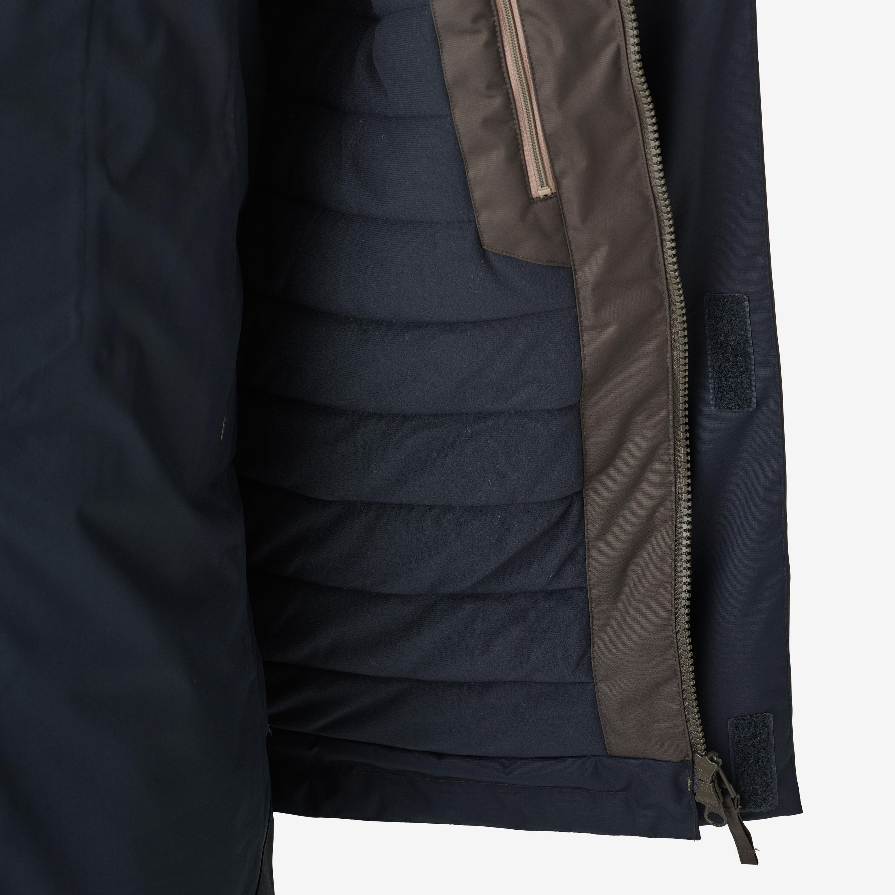 Men's warm waterproof fishing jacket - FJ 500 TH khaki - Decathlon