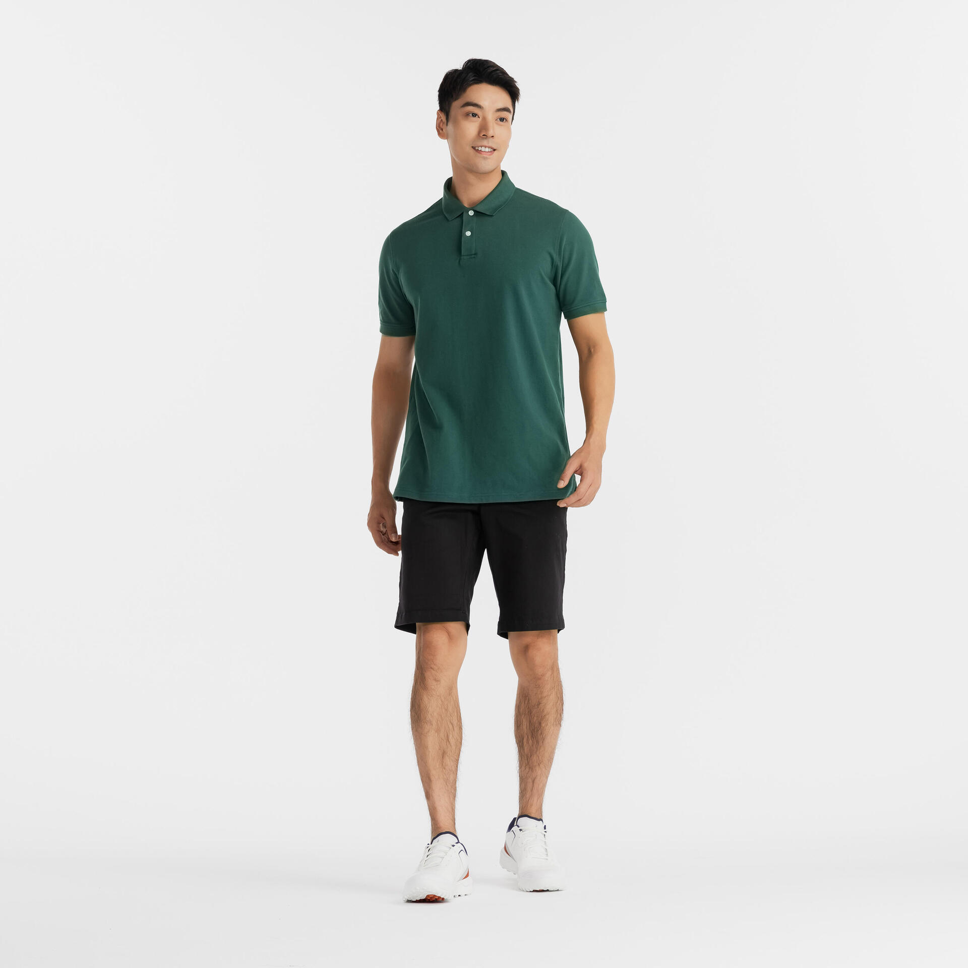 Men’s golf cotton and polyester short-sleeved polo shirt - MW500 green