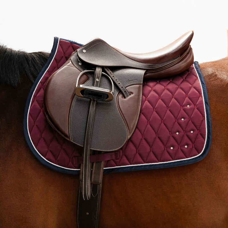 Horse and Pony Rhinestone Saddle Cloth 500 - Burgundy - Decathlon