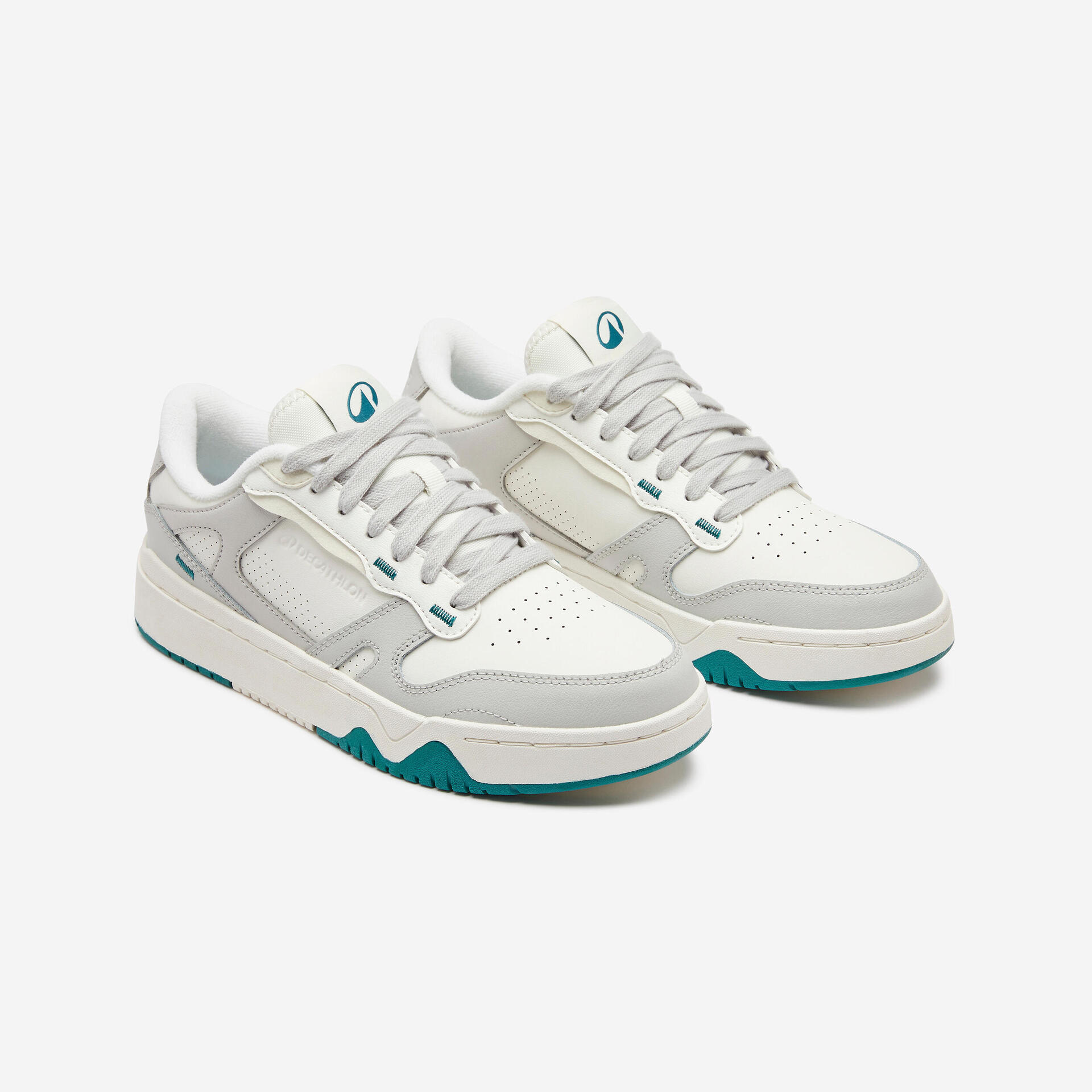 CJ80 Women's Leather Trainers - Grey and green