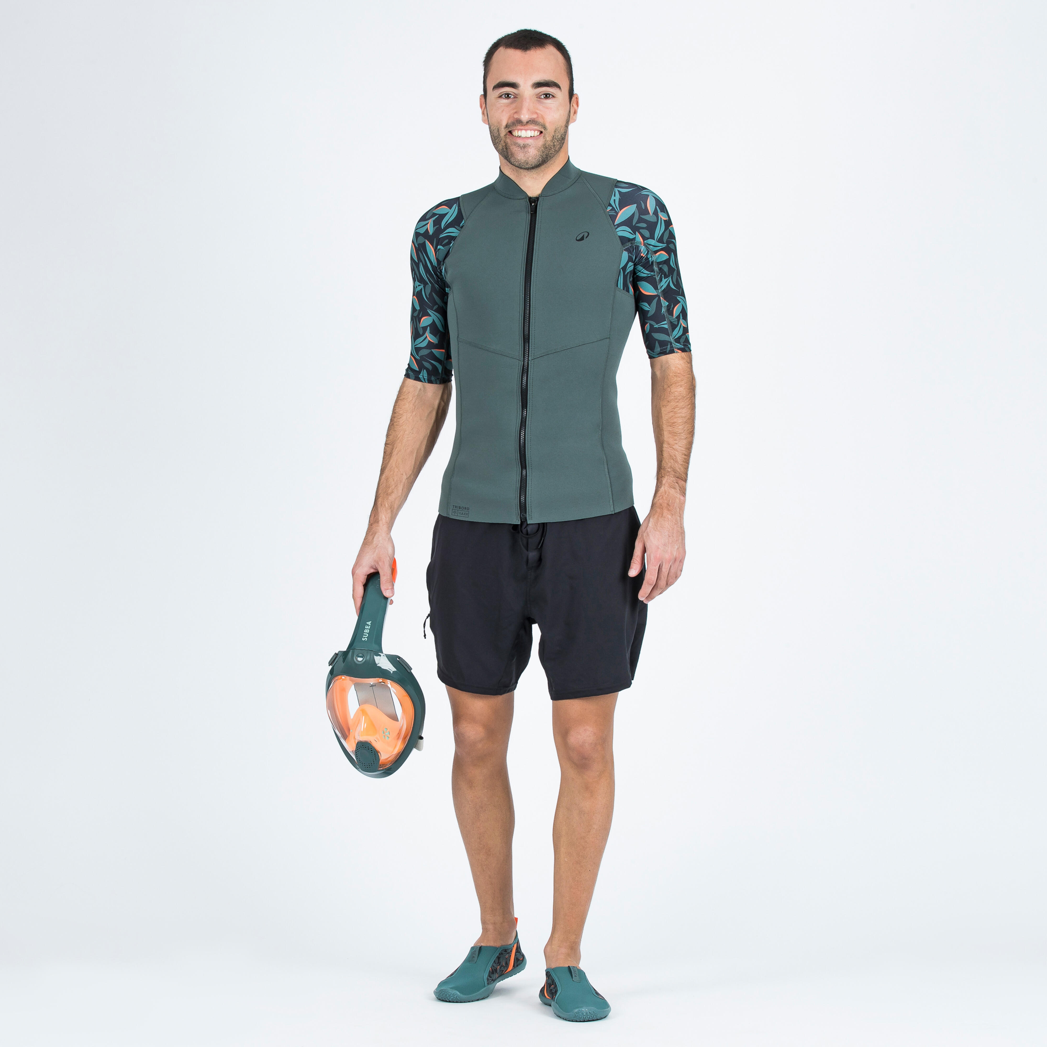 Men's short sleeve UV-protection top yulex100 1.5mm - awake flowers ...