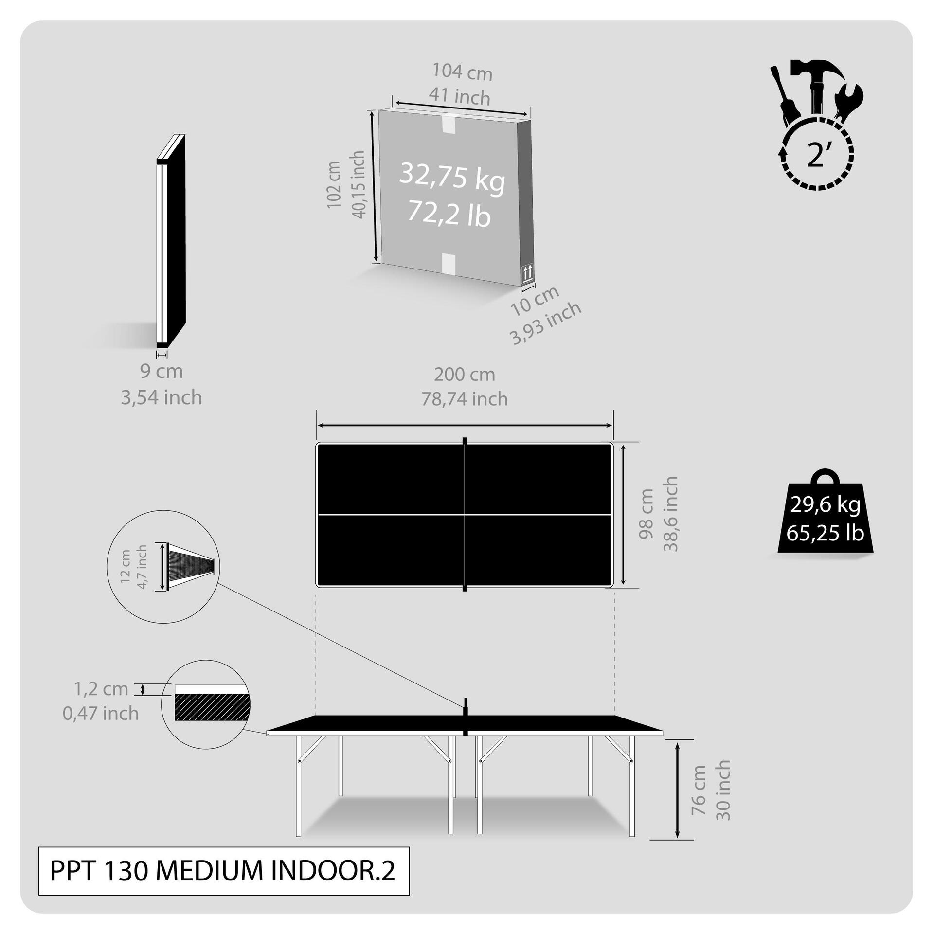Meja Tenis Meja PPT 130 Medium Indoor - Hitam