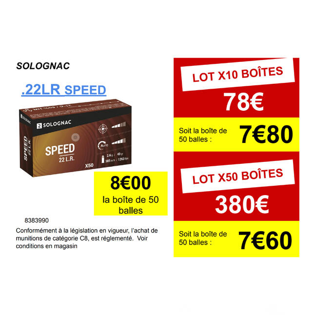 BALLE 22 Long Rifle Speed x50 SOLOGNAC | Decathlon