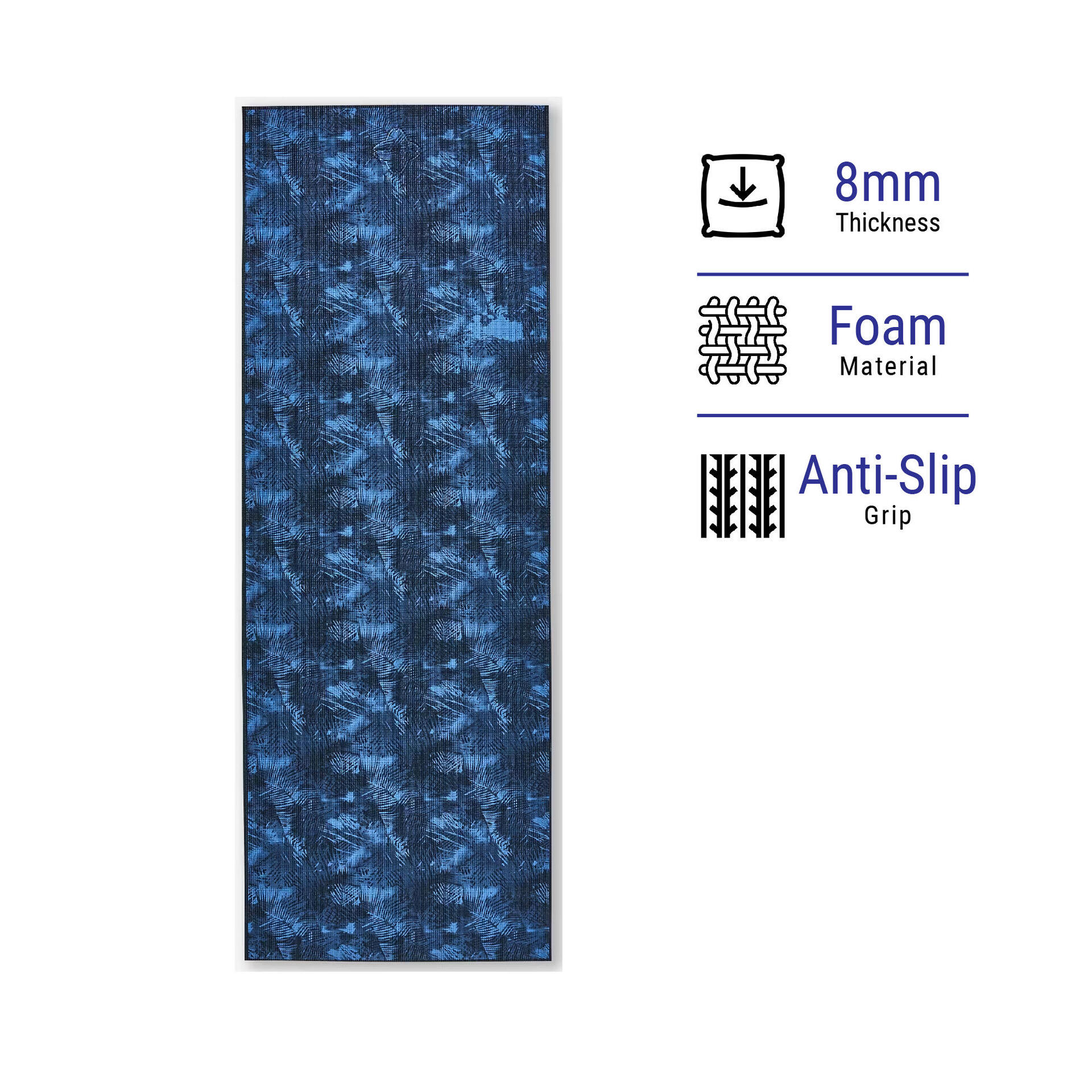 8mm Gentle Yoga Mat - Blue Palm