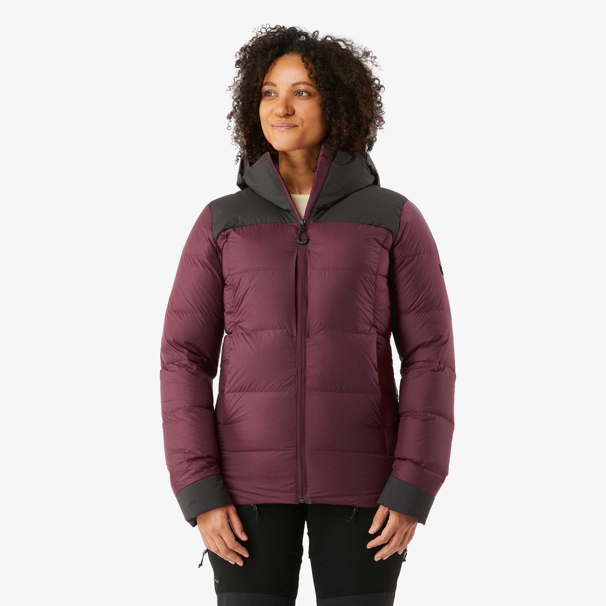 Women’s Down Winter Jacket with Hood – MT 900 - Burgundy purple ...