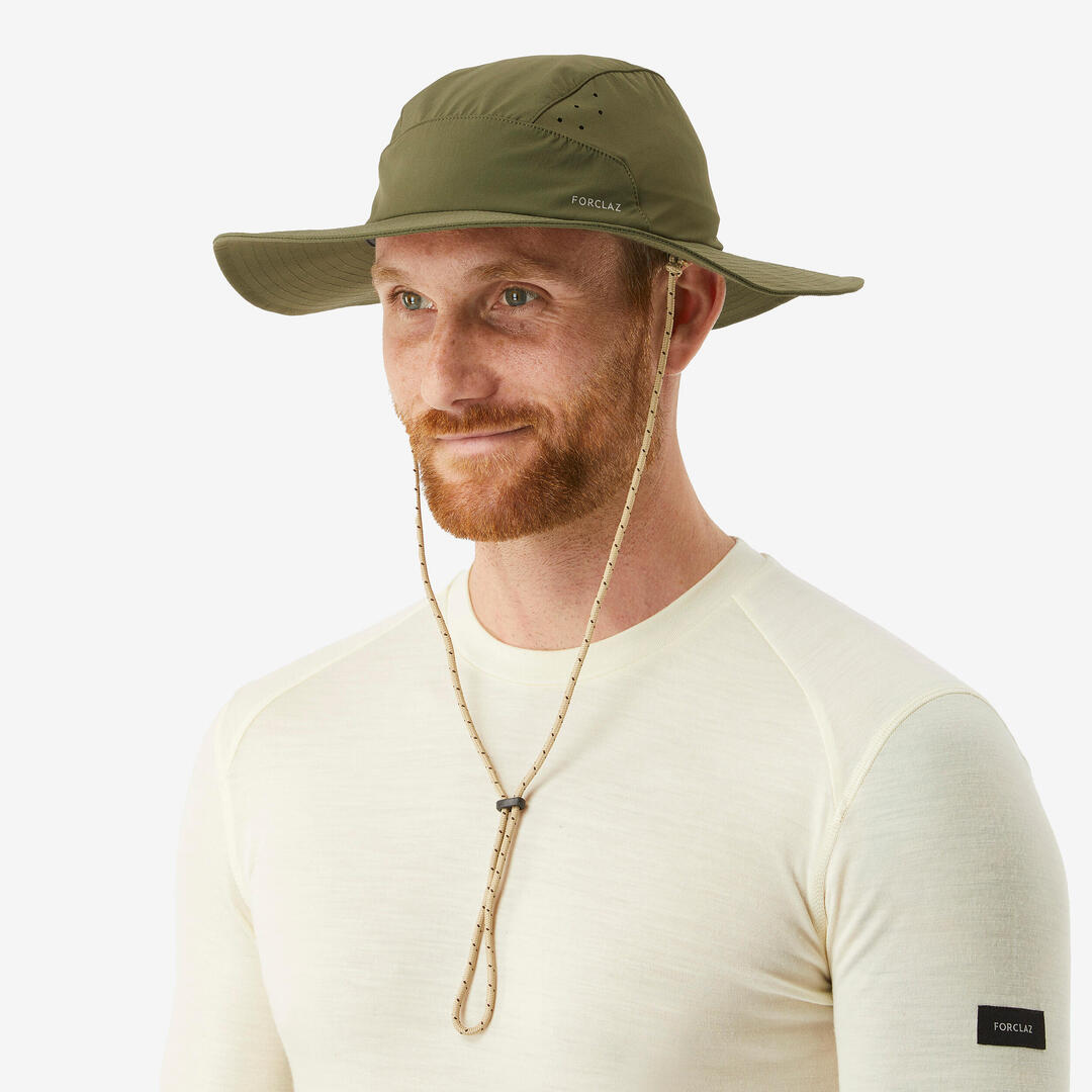 Trekking Anti-UV Hat Forclaz Trek 500 - Khaki
