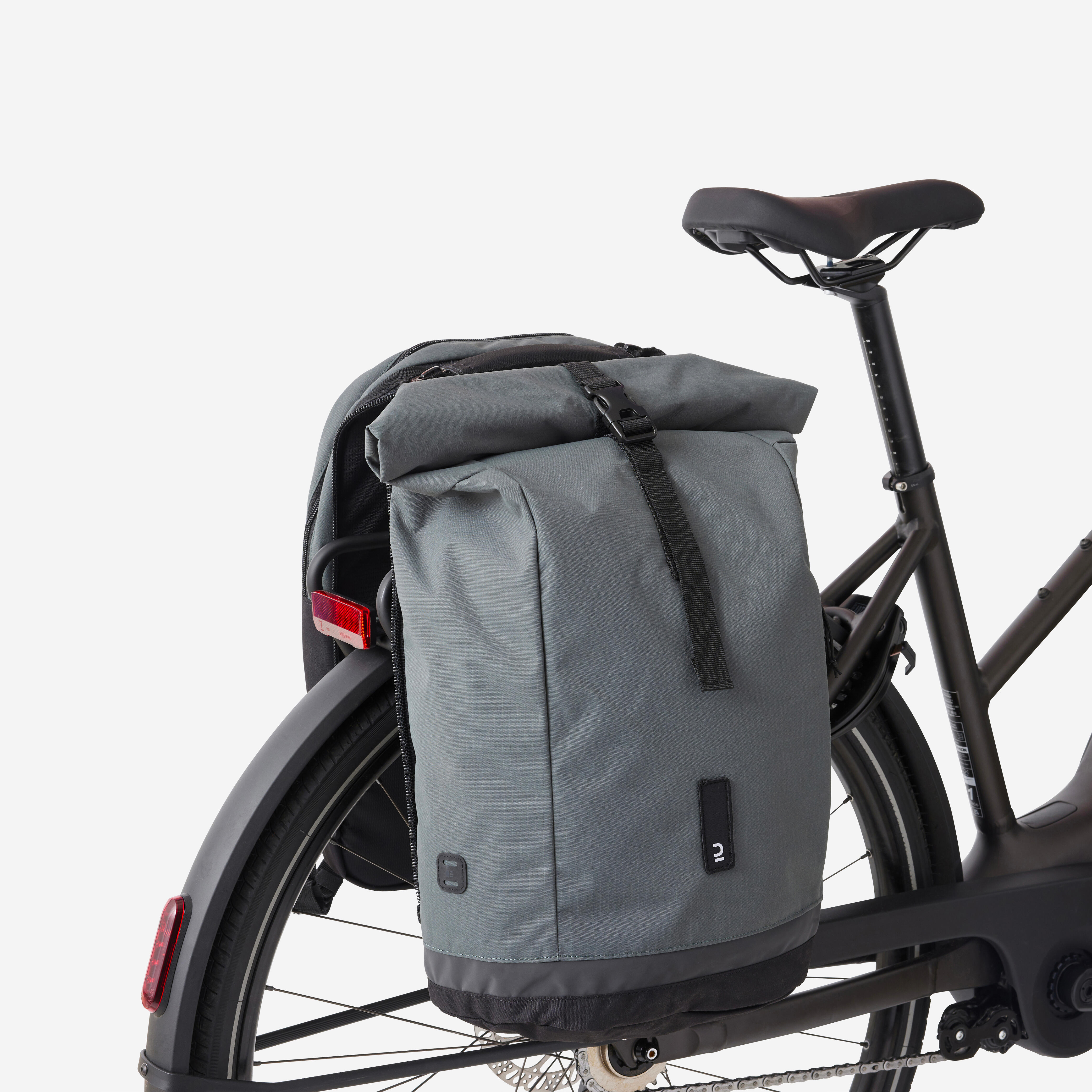 Double Cycling Pannier Rack Backpack 27 L - Dark grey green - Decathlon ...