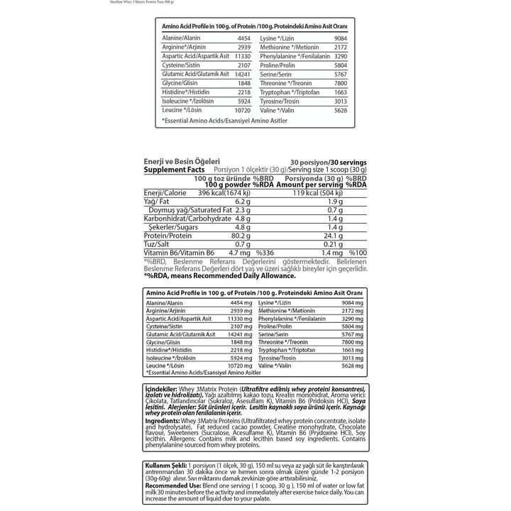 Hardline Whey 3 Matrix Protein Tozu - Çikolata - 908 G / 2.3 KG NO ...