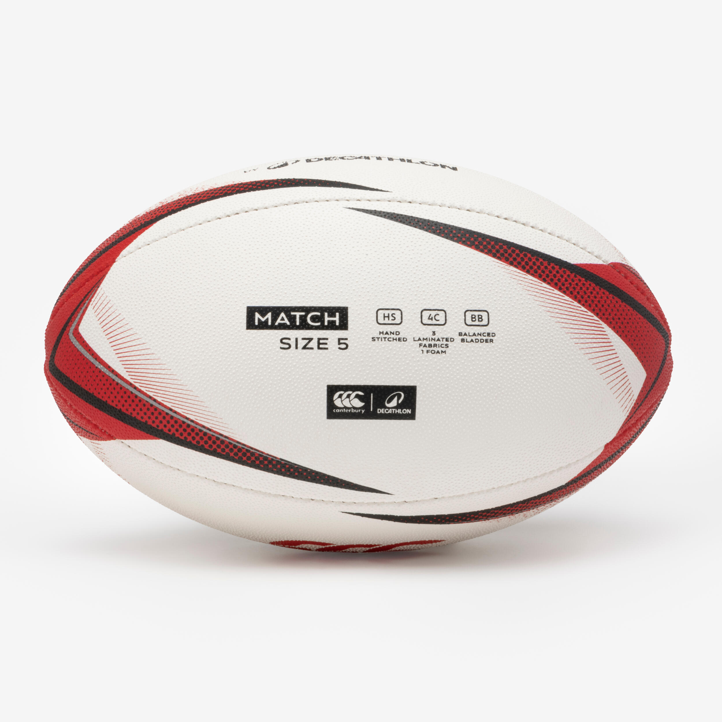 Rugby Match Ball Size 5 - Scarlet red, smoked black, Grey - Offload ...