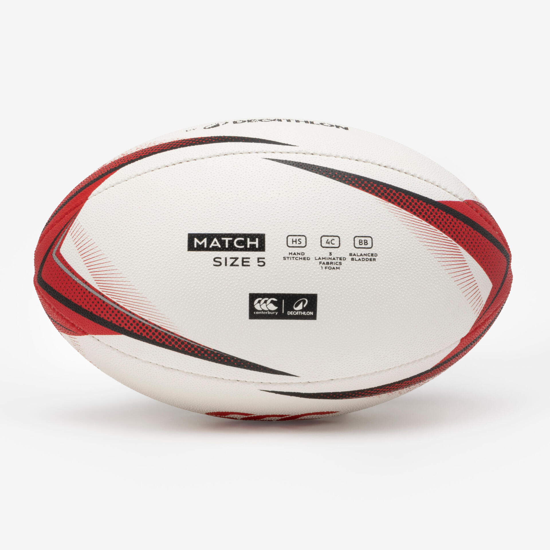 Size 5 Rugby Match Ball - Black & Red