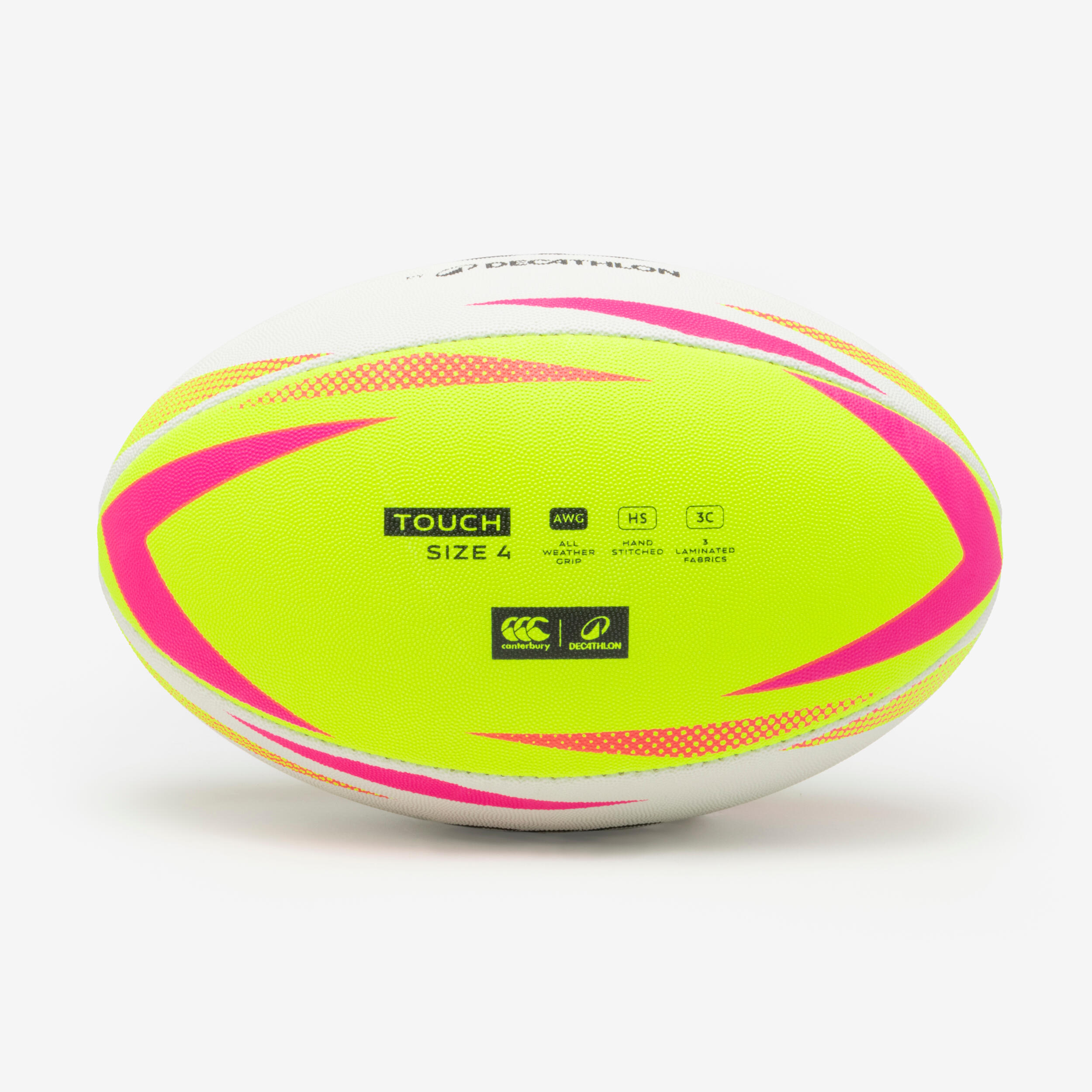 Touch Rugby Ball - Neon Yellow / Pink - Decathlon