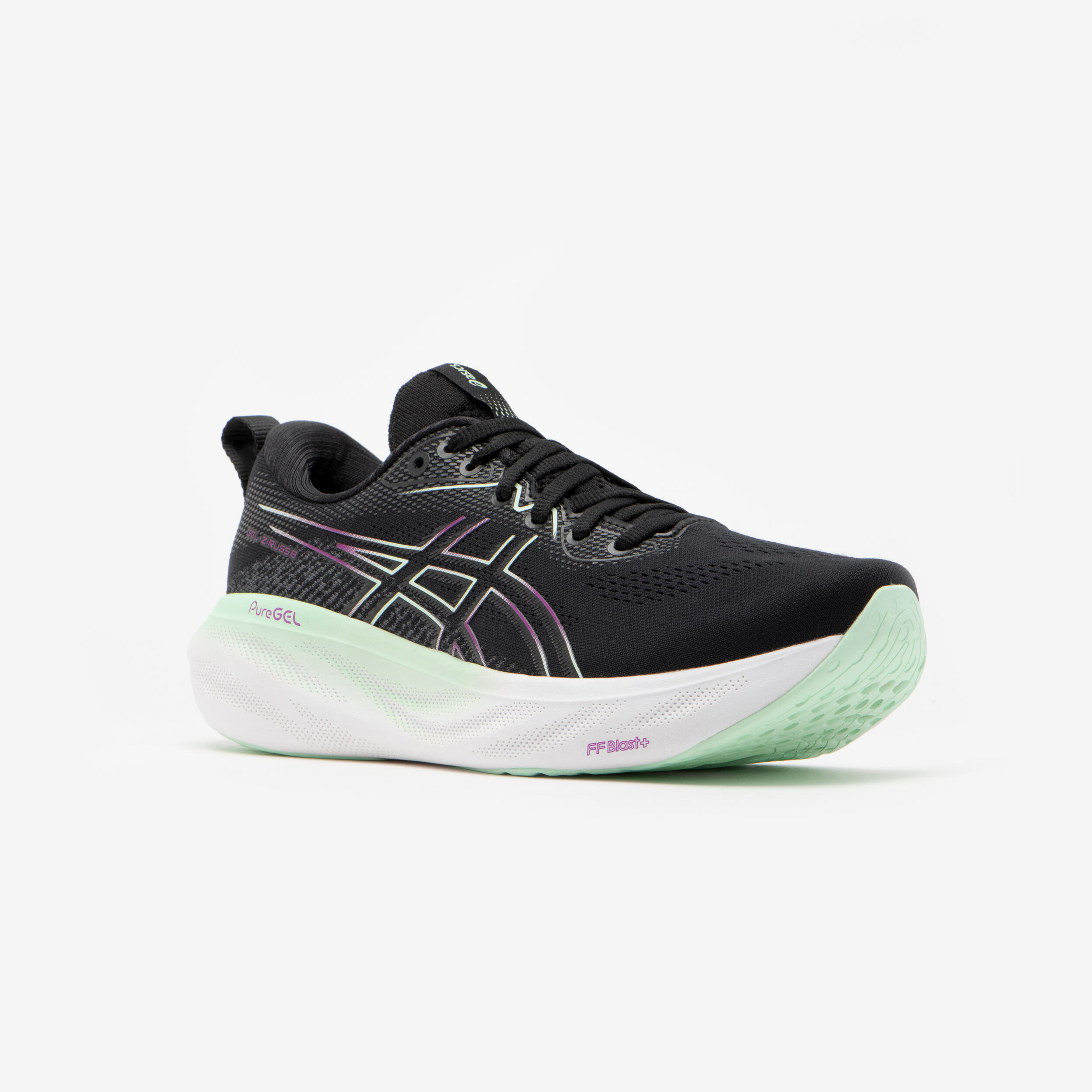 WOMEN'S ASICS GEL-ZIRUSS 8 RUNNING SHOES - BLACK PURPLE - Decathlon