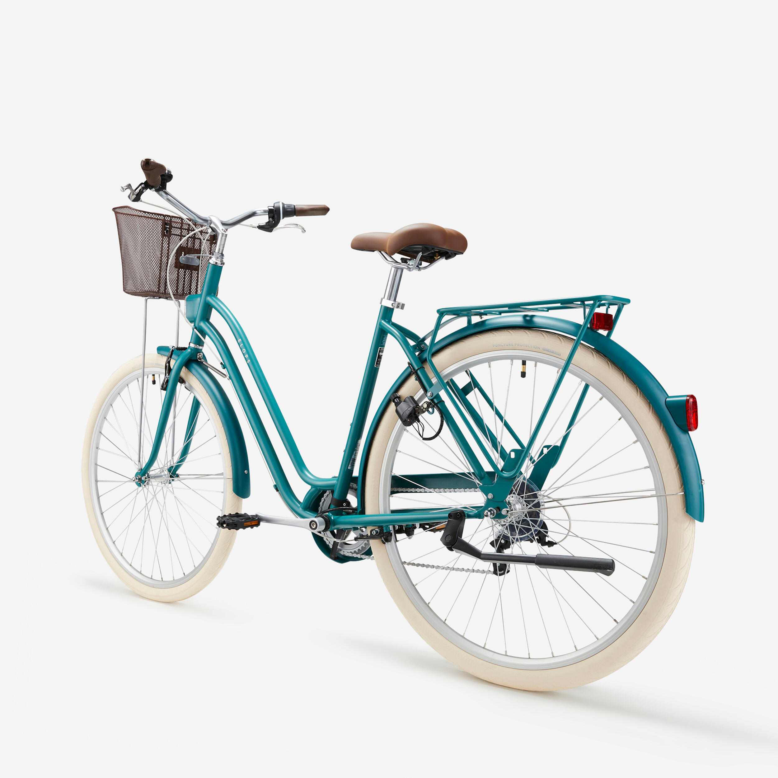 Fully-equipped, 6-speed low frame city bike, green - Decathlon