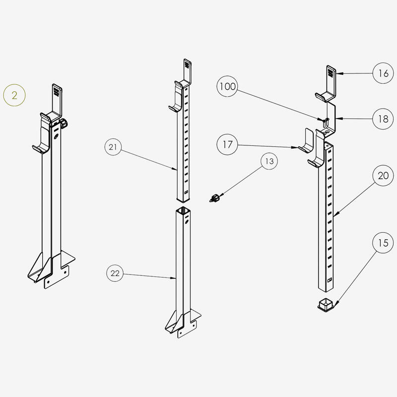 UPRIGHT MAST - SPARE PARTS MUSCULATION FOR FOLDING RACK 120 Kg DOMYOS ...