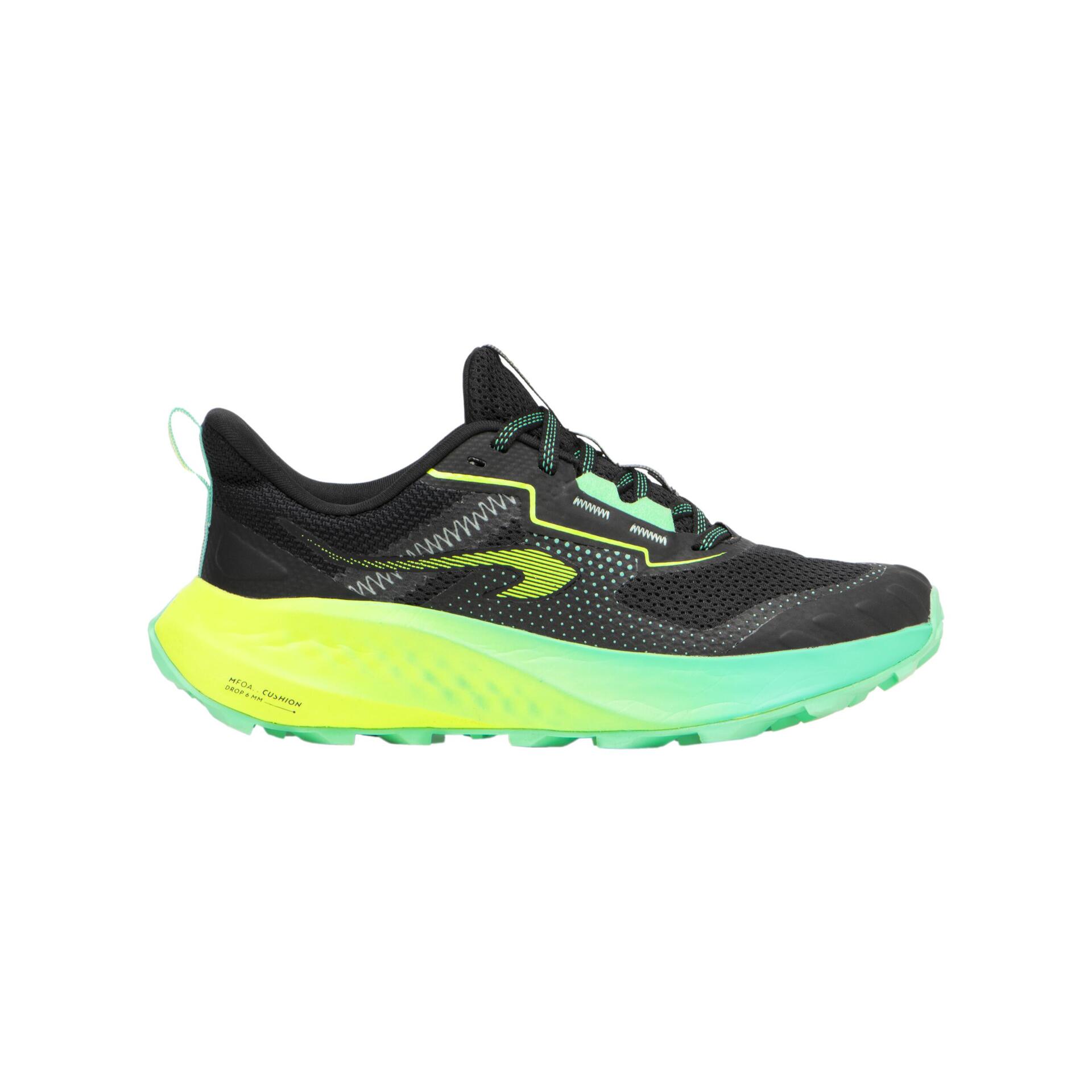 Sepatu Lari Anak KIPRUN K500 GRIP Trail & Cross - Hitam Hijau