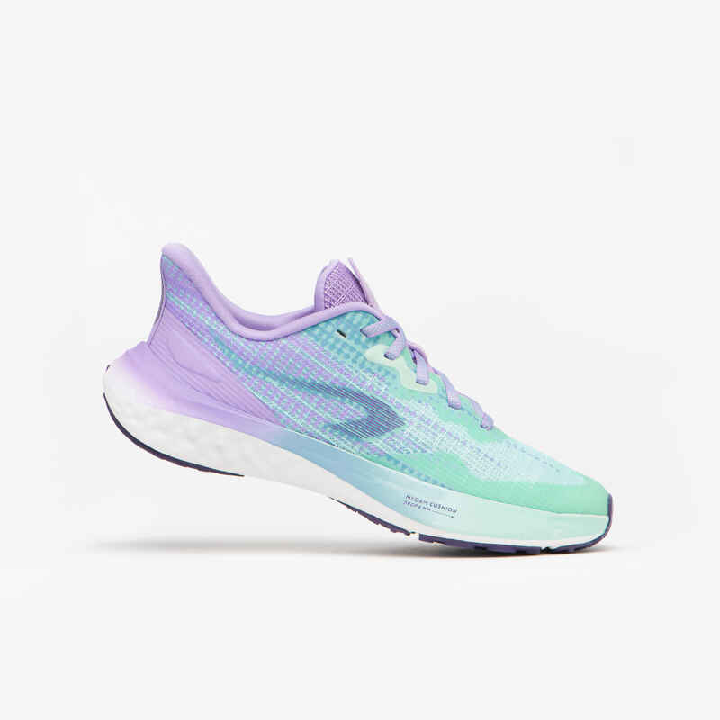 KIDS' KIPRUN K500 FAST running shoes - green and purple - Decathlon