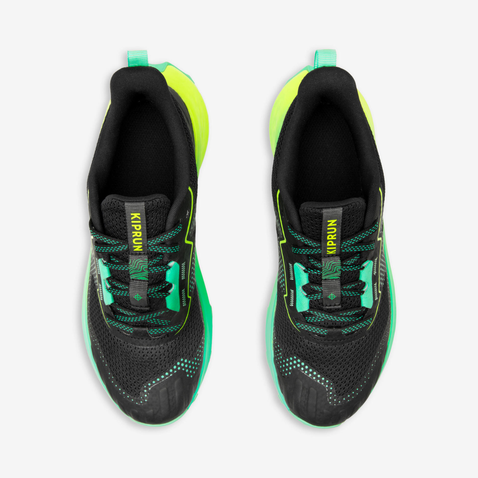 Sepatu Lari Anak KIPRUN K500 GRIP Trail & Cross - Hitam Hijau