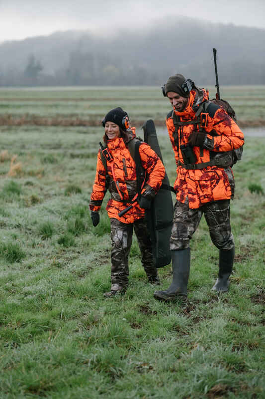 Women’s 3-in-1 warm silent waterproof hunting jacket neon camouflage ...