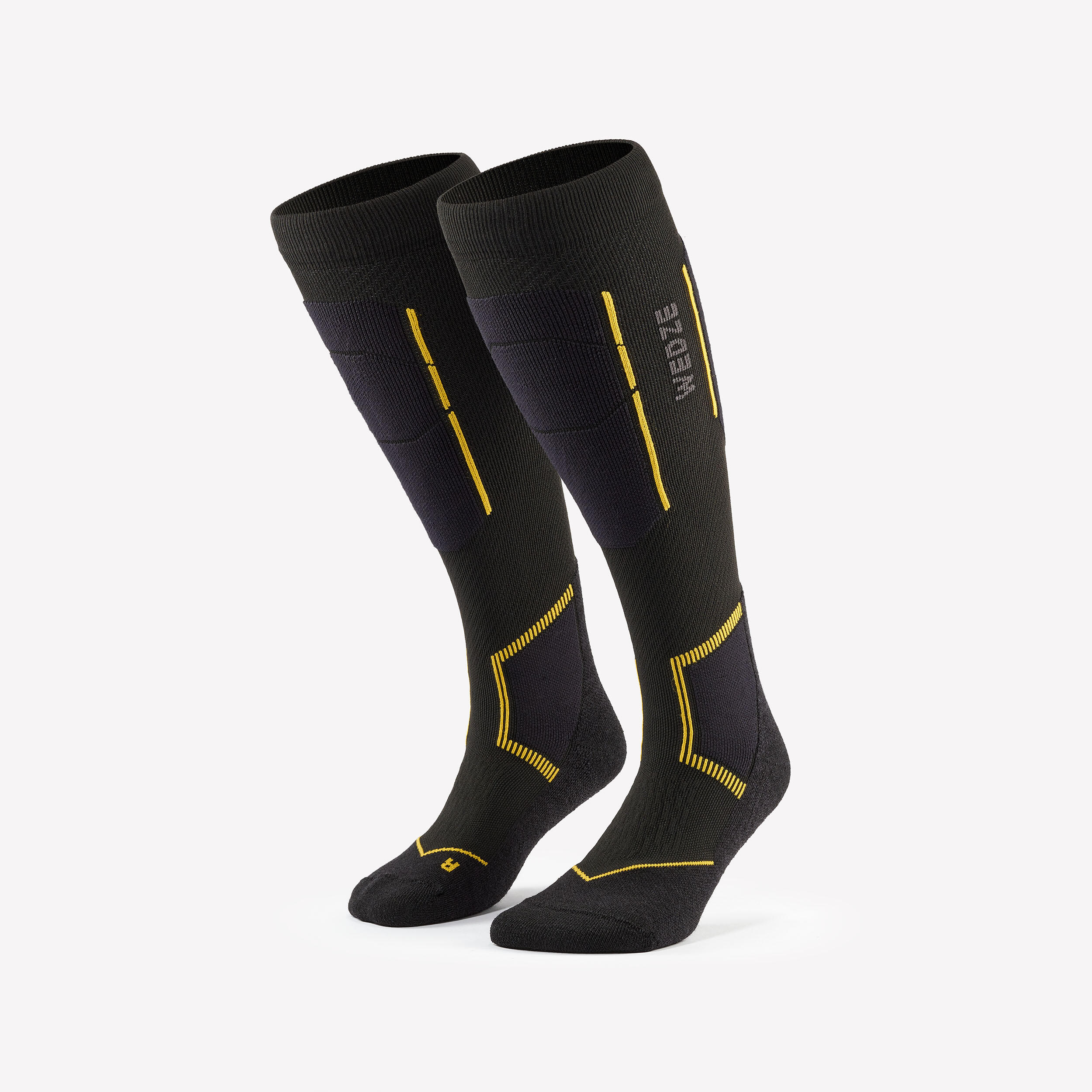 Adult Merino Wool Ski Socks 500 - Black and Yellow WEDZE | Decathlon