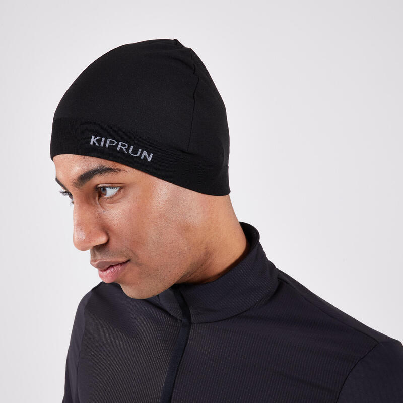 Adult seamless running hat- kiprun black KIPRUN - Decathlon