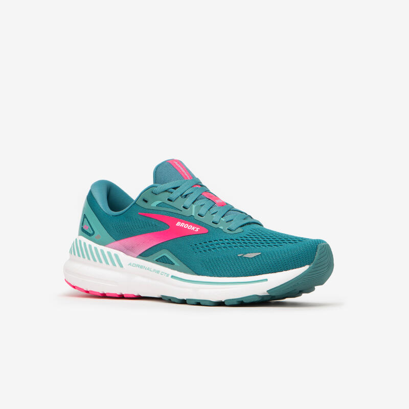 CHAUSSURE DE RUNNING ROUTE FEMME BROOKS ADRENALINE GTS 23 BLEU ROSE ...