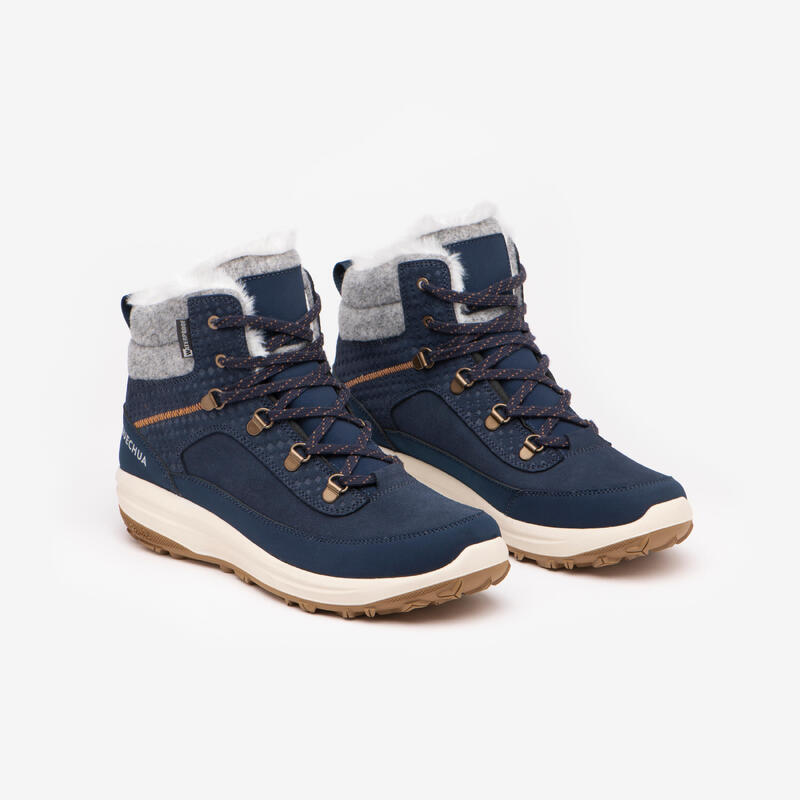 Chaussures de randonnée neige chaudes et imperméables femme, NH900 Cuir ...