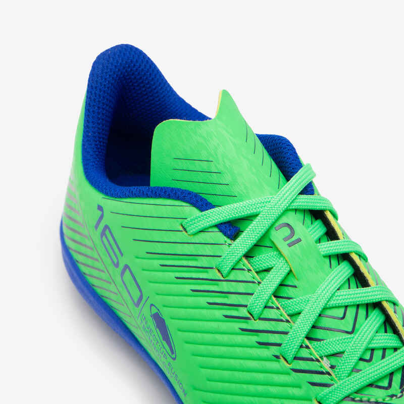 Kids' Lace-Up Football Boots 160 MG - Navy Blue/Green - Decathlon