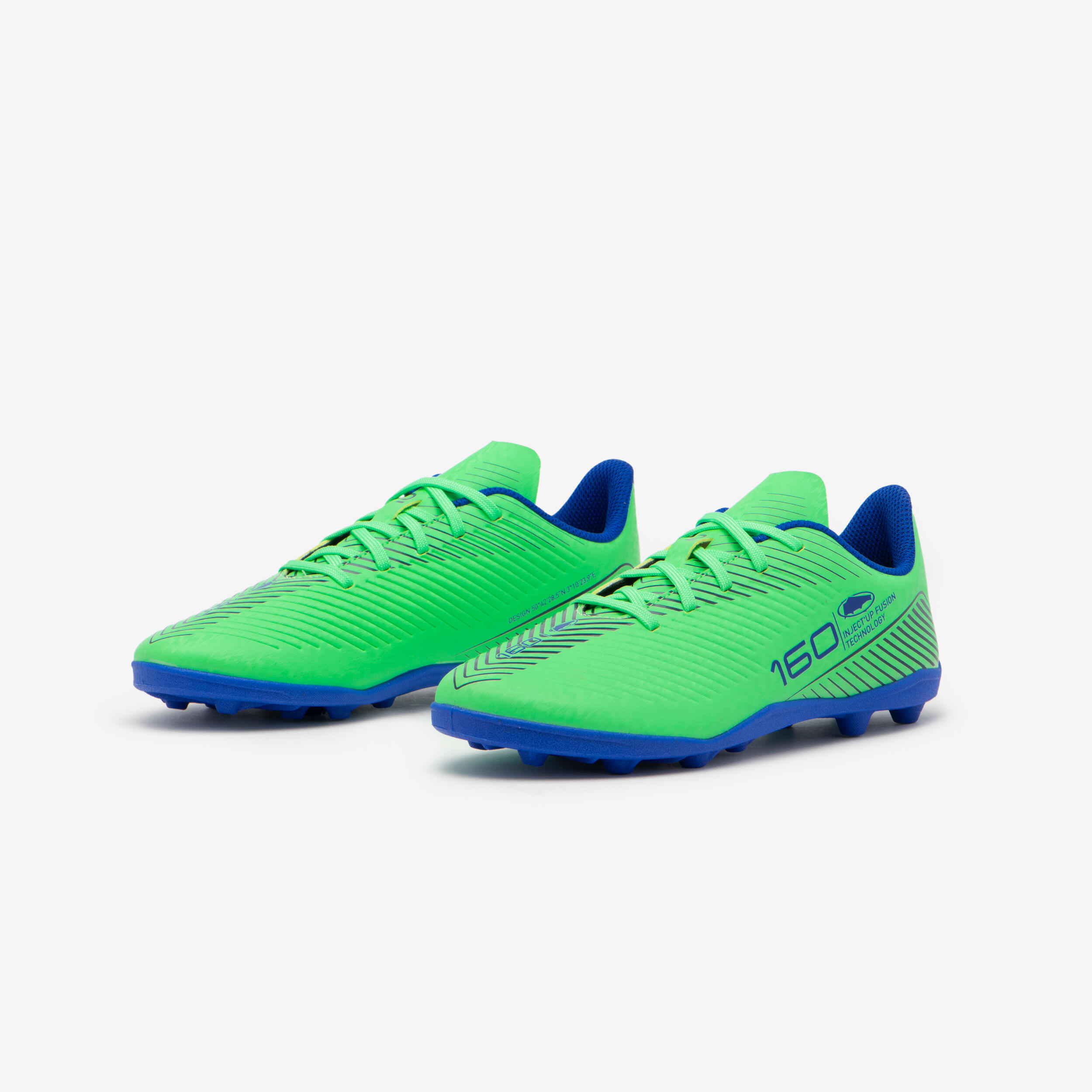 Kids' Lace-Up Soccer Cleats – 160 MG - Spring green, Indigo blue ...