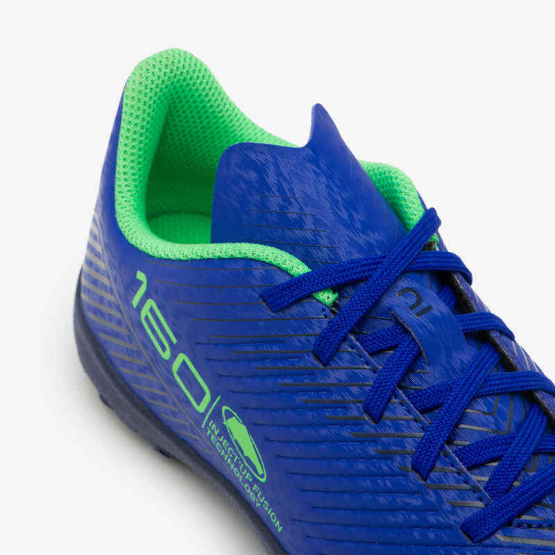 Guayos de fútbol 160 JR Turf TF con cordones para Niños azul - Decathlon