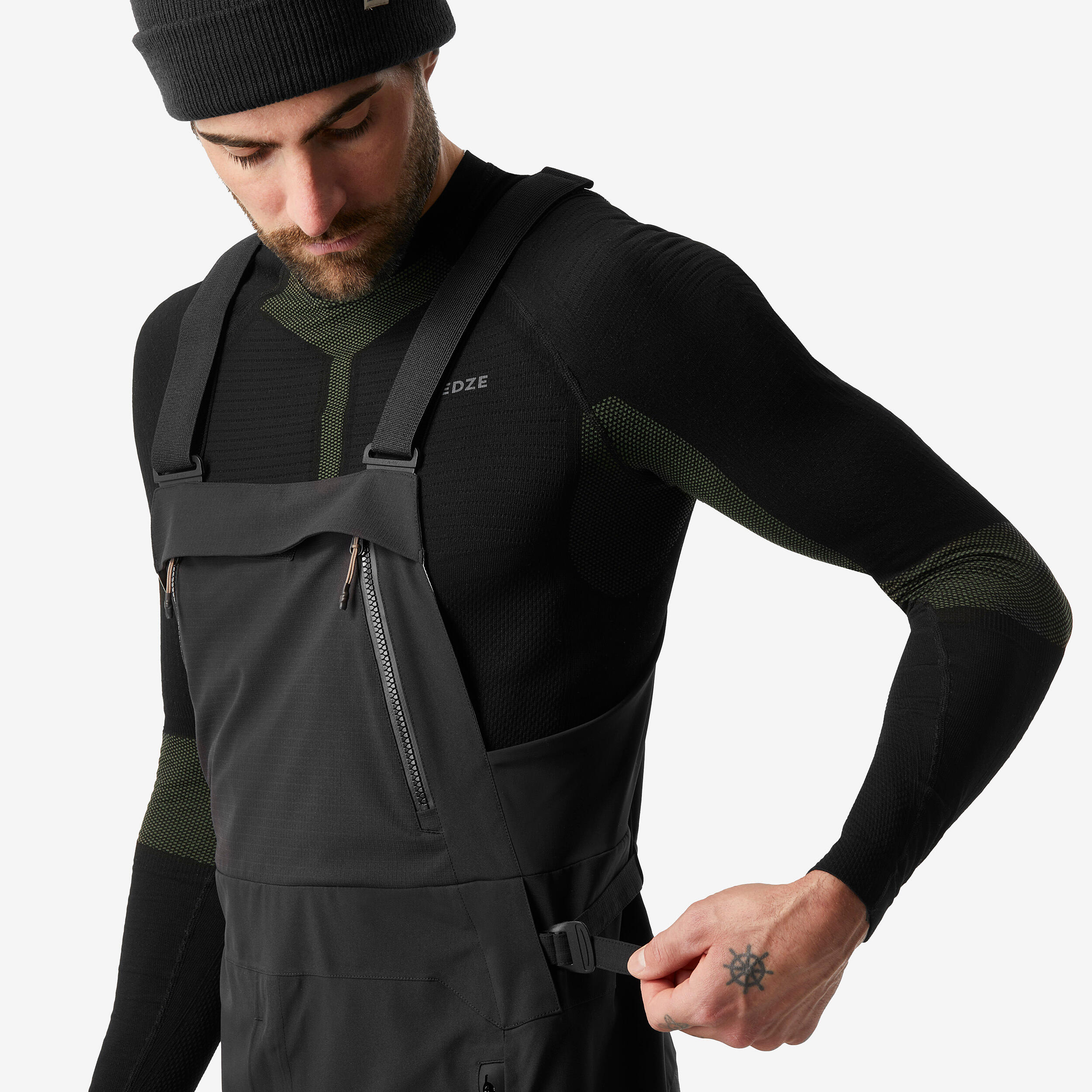 Men's Waterproof Snowboard Bib Pants - SNB 900 - smoked black, Taupe ...