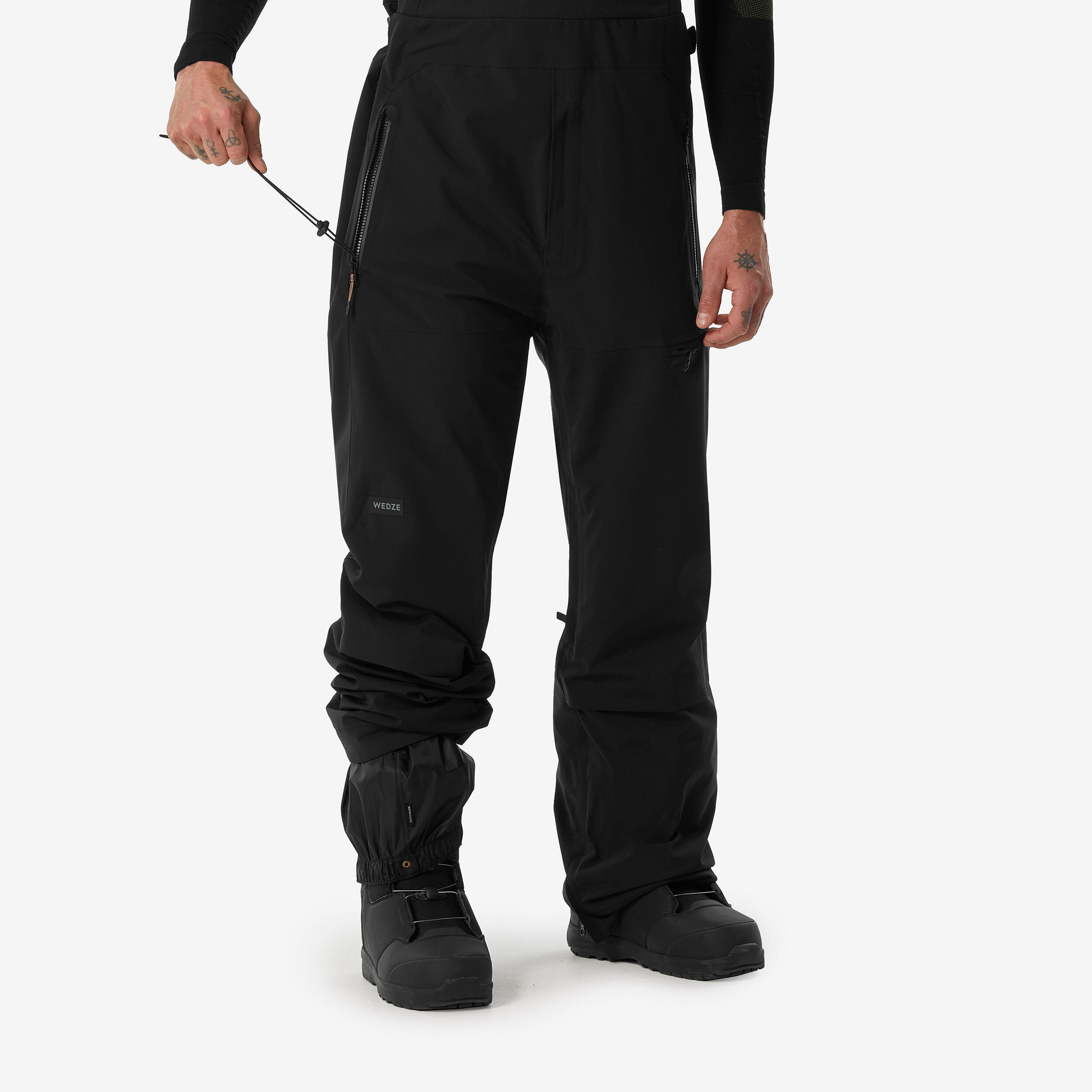 Men's Waterproof Snowboard Bib Pants - SNB 900 - smoked black, Taupe ...