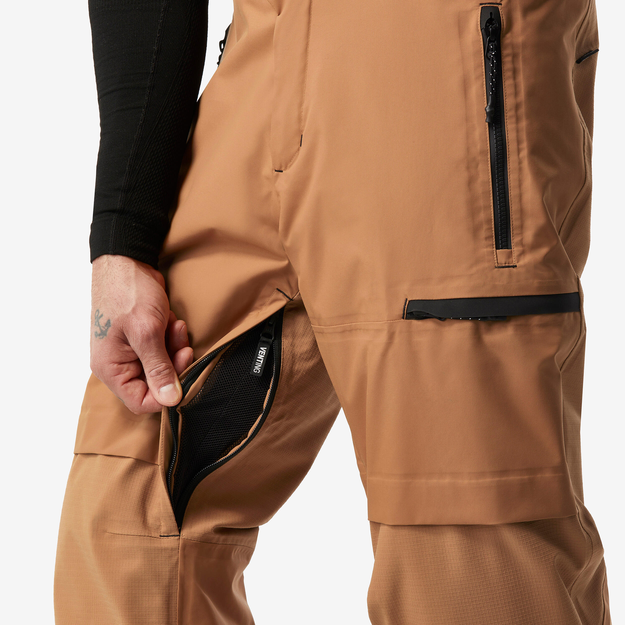 Men’s Warm Waterproof Snowboard Pants - SNB 500 - Caramel brown ...