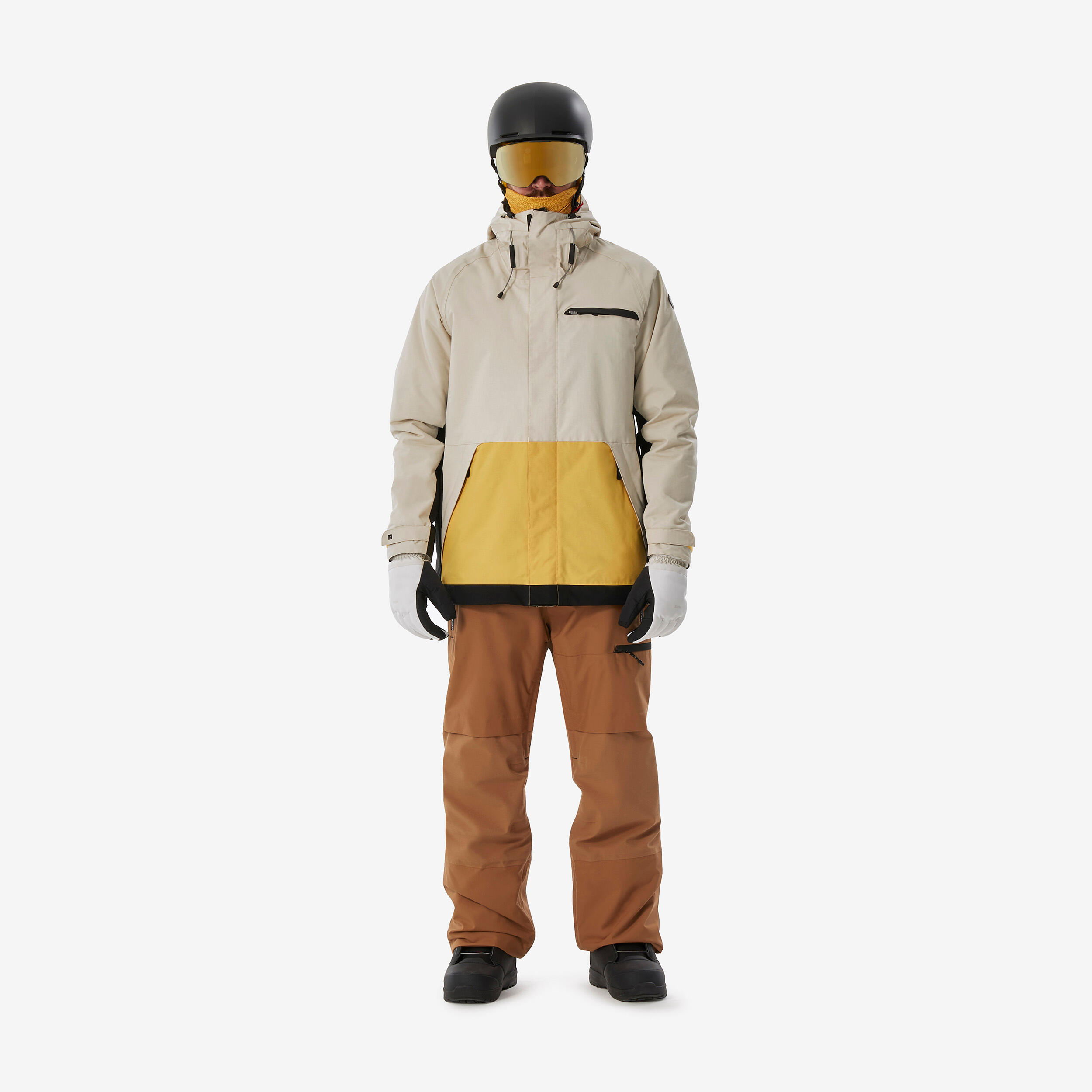 Men’s Warm and Breathable Snowboard Jacket SNB 100 - Beige and Yellow ...