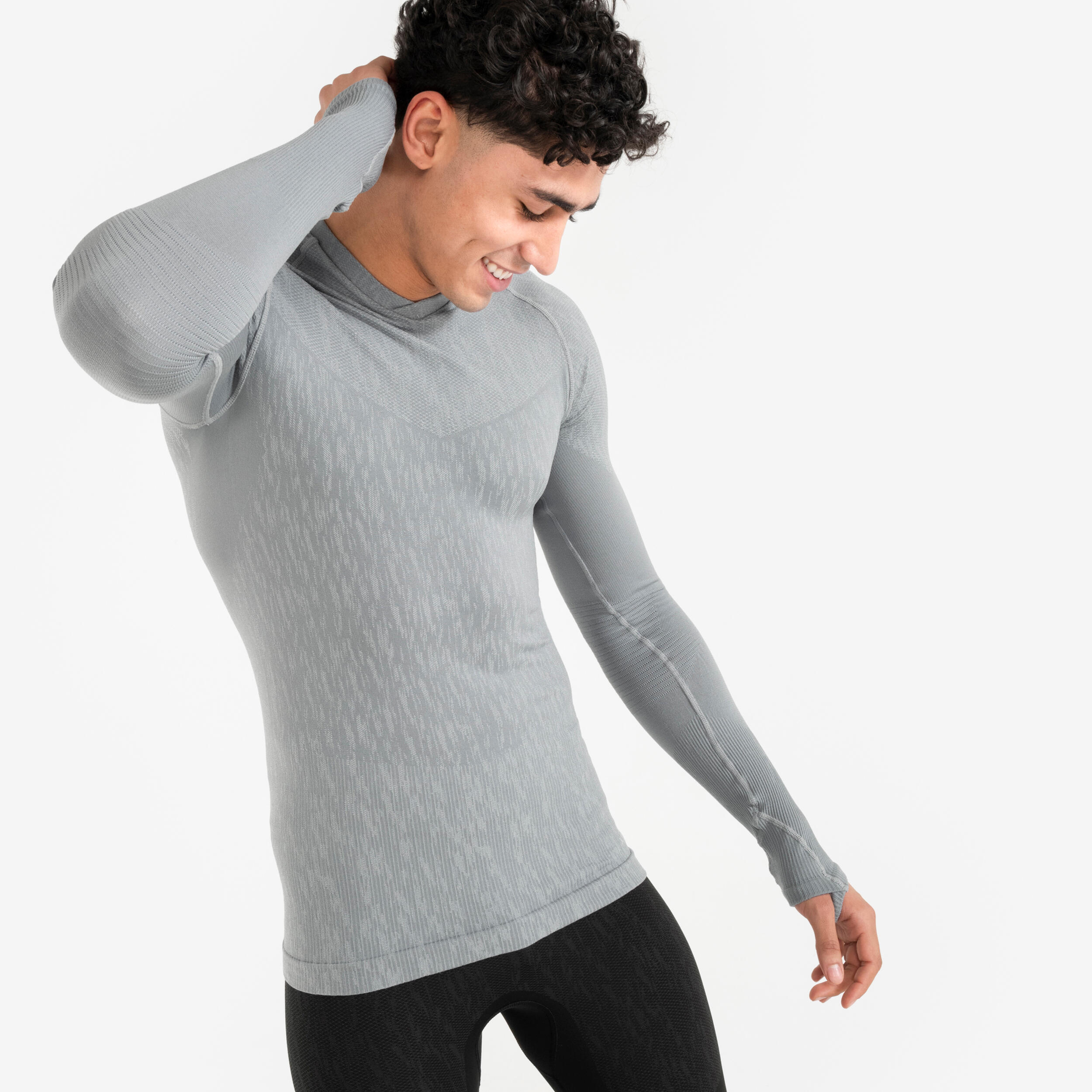 Seamless Long-Sleeved Thermal Football Base Layer Shirt Keepdry - Grey ...