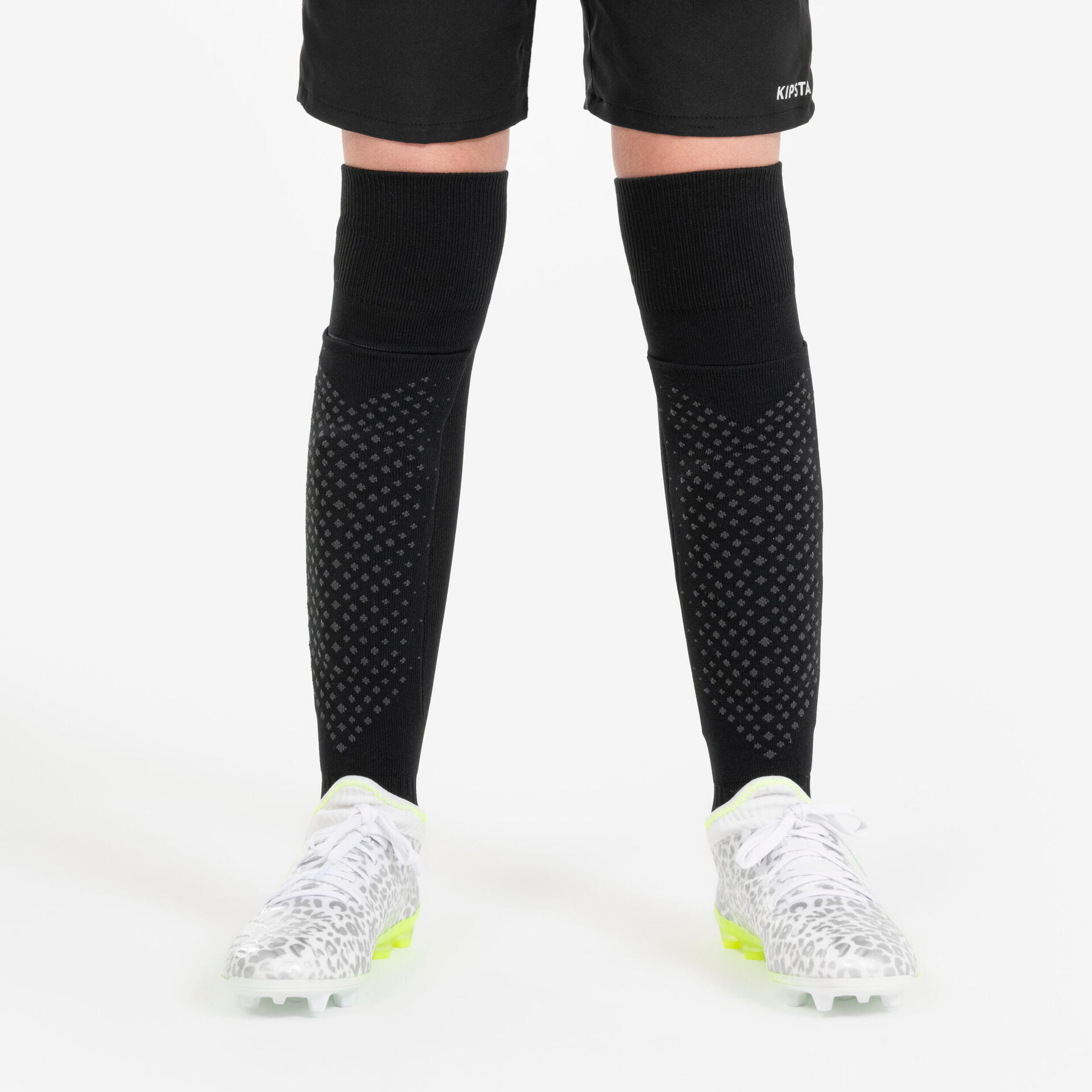 Kids' Football Socks + Shin Guards Easy Pocket