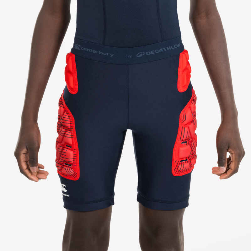 Padded Kids Rugby Shorts In Blue/Red By Offload - Decathlon