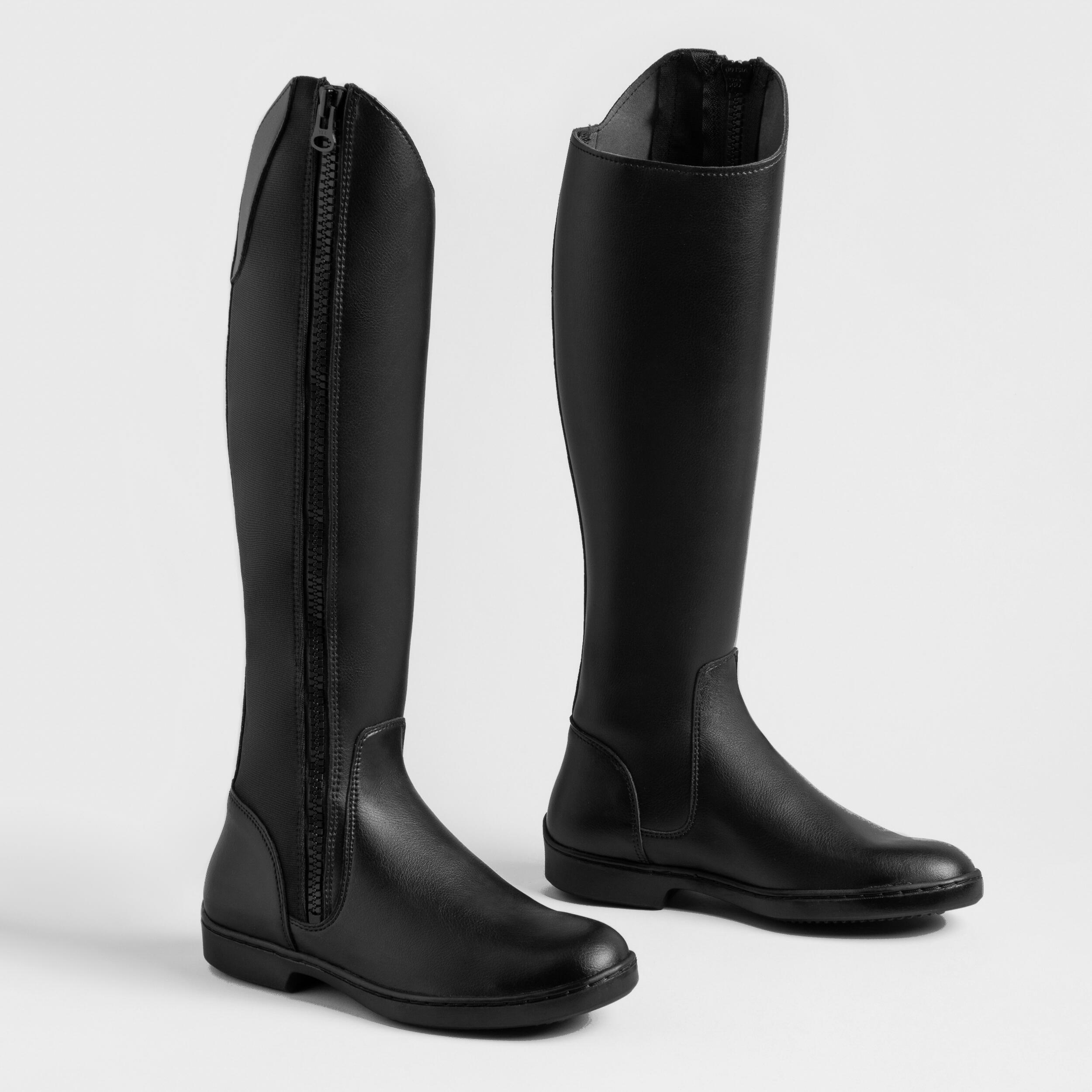 Synthetic Horse Riding Jodhpur Boots - 500 Black - smoked black ...