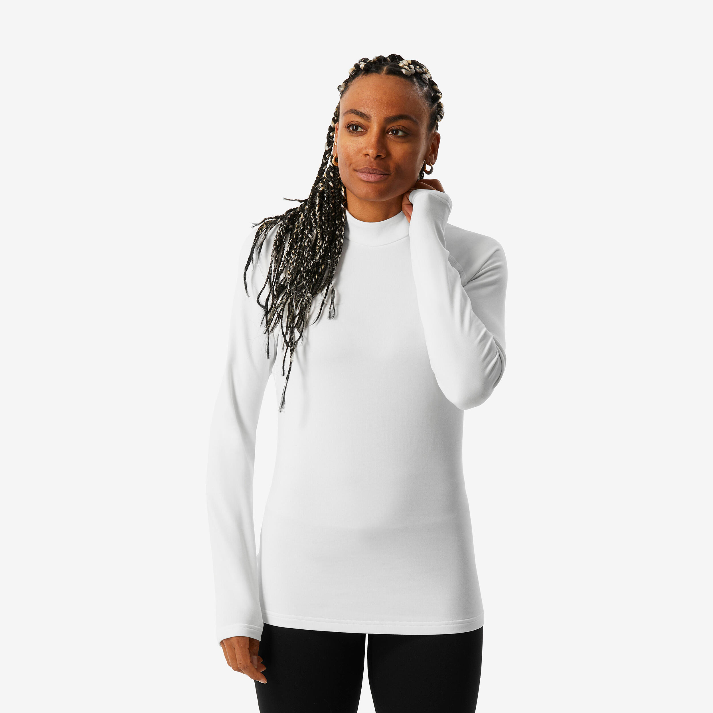 Women’s Warm Breathable Thermal Base Layer Ski Top BL 500 - White WEDZE ...