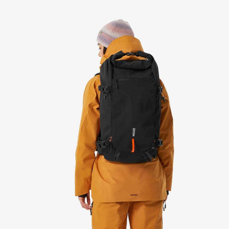 Roll Top Strong Freeride 30 L Ski/Snowboard Backpack - Black - Decathlon