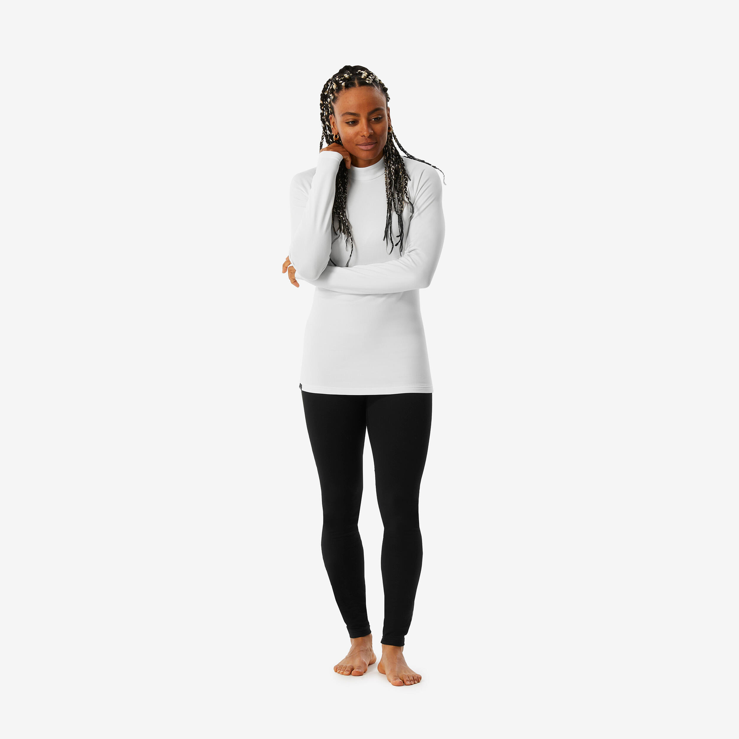 Women’s Warm Breathable Thermal Base Layer Ski Top BL 500 - White WEDZE ...