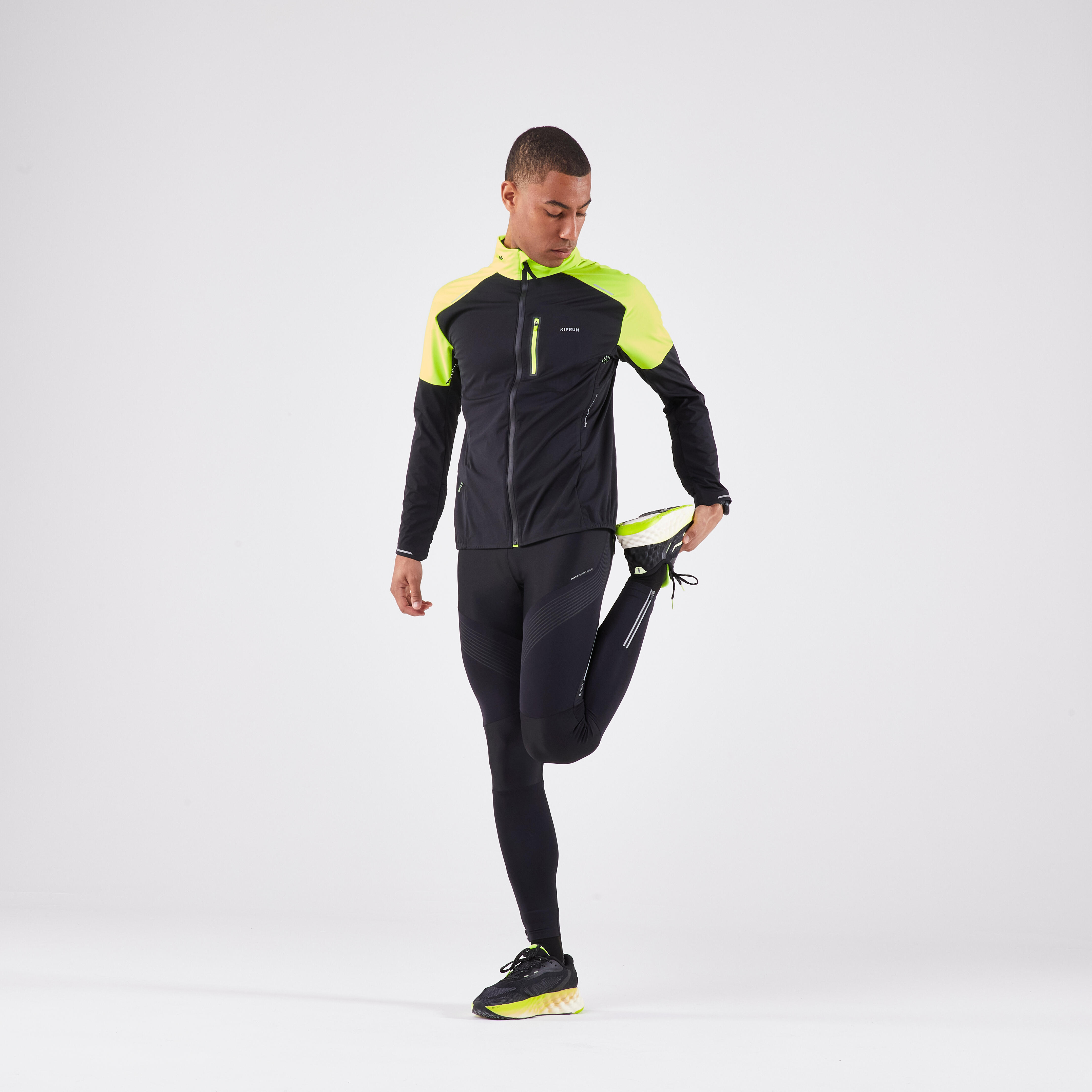 Men's Warm Running Jacket Run 900 Regul - smoked black, Fluo lime ...