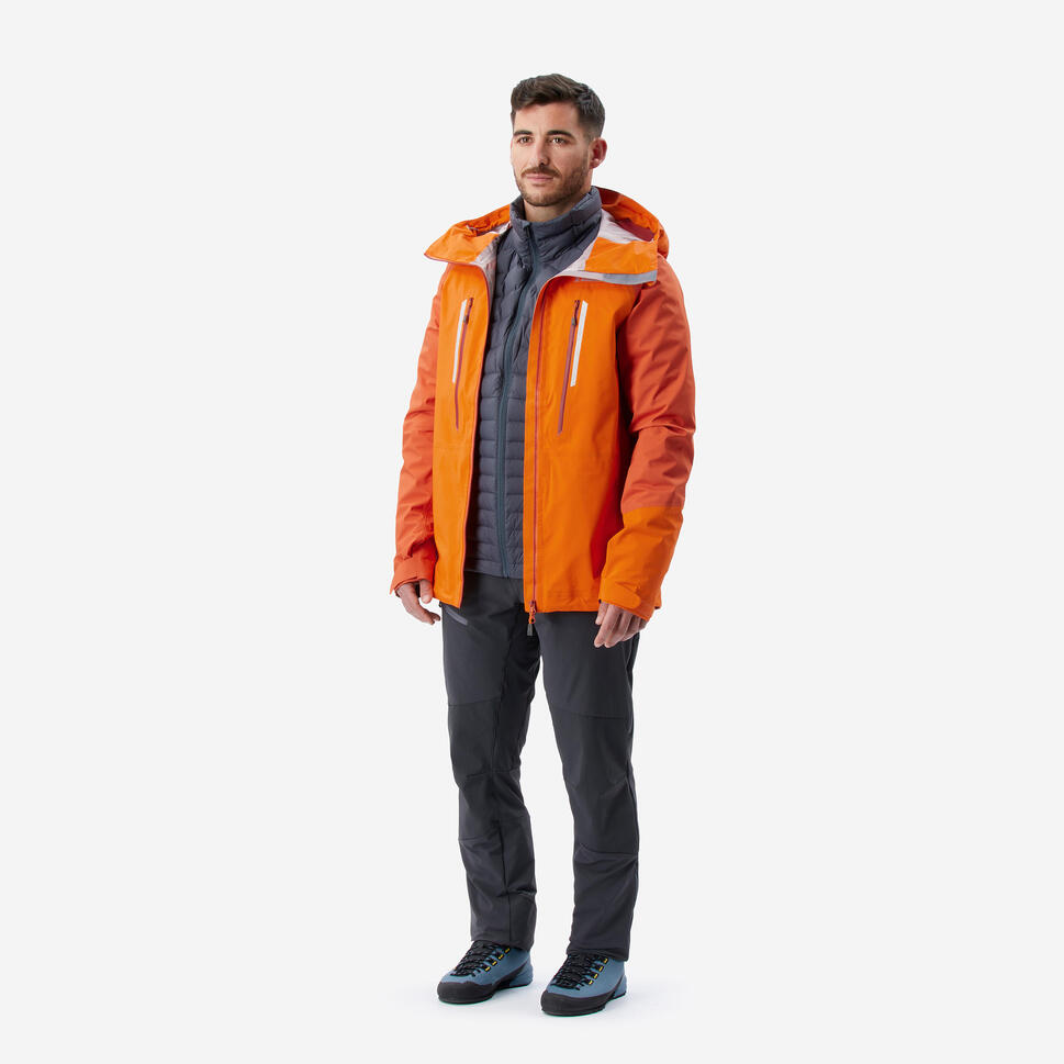 Men’s Mountaineering Waterproof Jacket - Alpinism Light Orange SIMOND ...